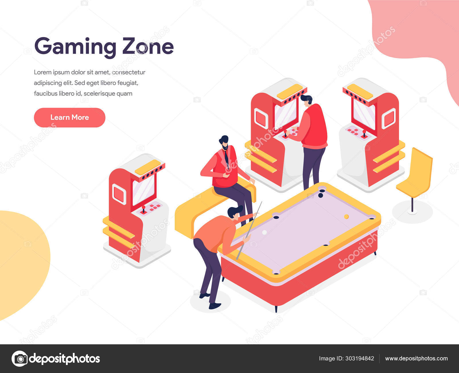 Gaming Zone Illustration Concept. Isometric design concept of we ...