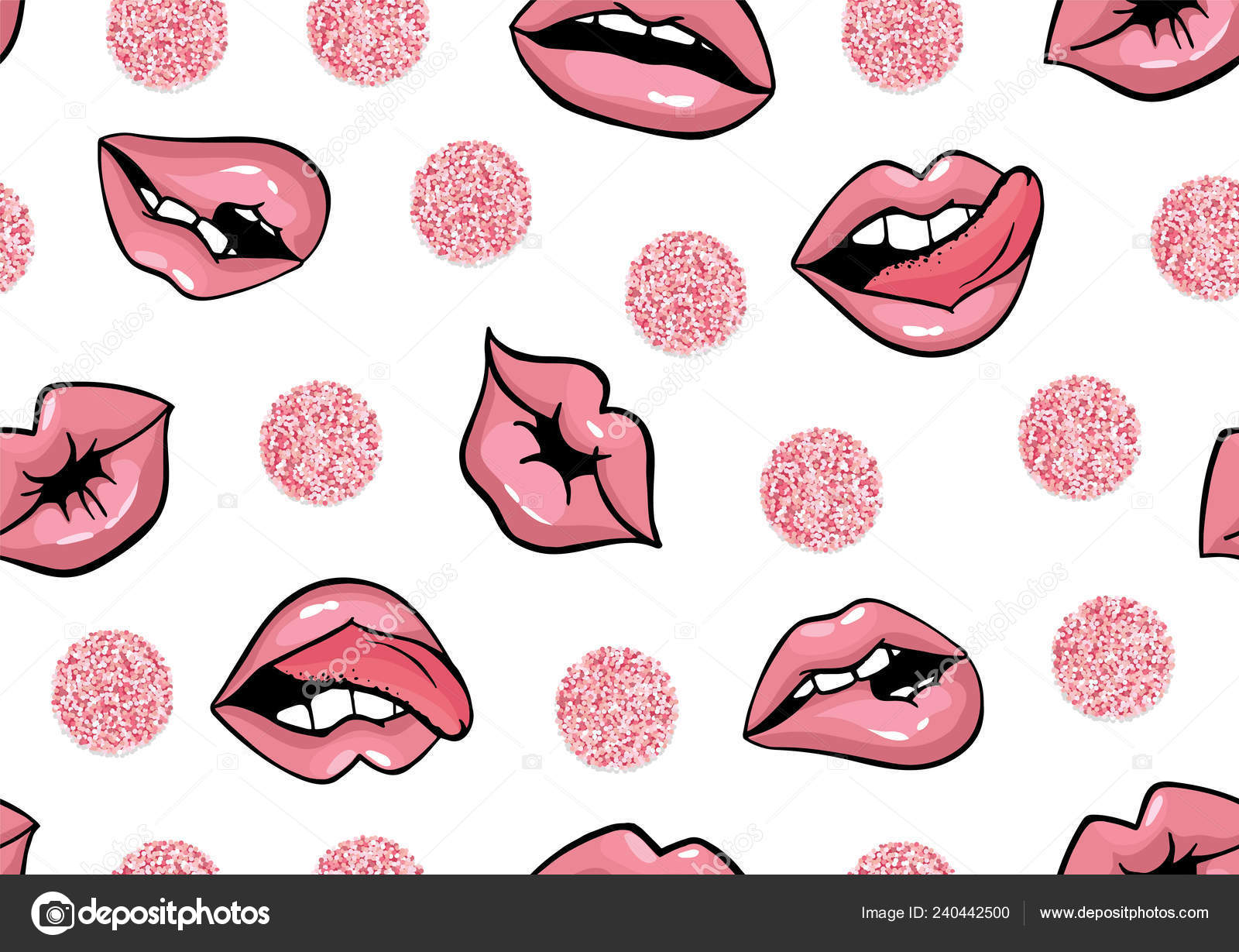 Vector Rose Natural Womans Lips Seamless Pattern Cosmetics Makeup Lips ...