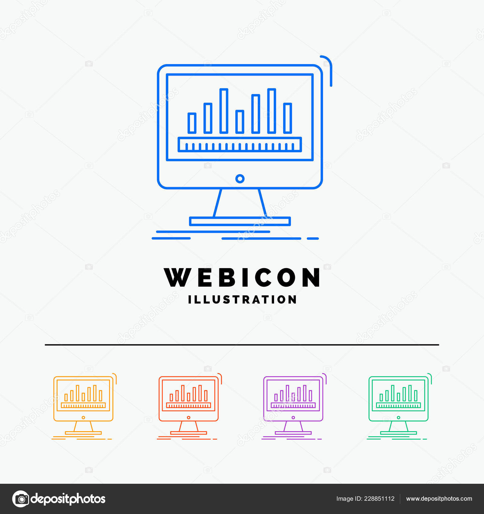 Analytics Processing Dashboard Data Stats Color Line Web Icon Template Stock Vector Image by ...