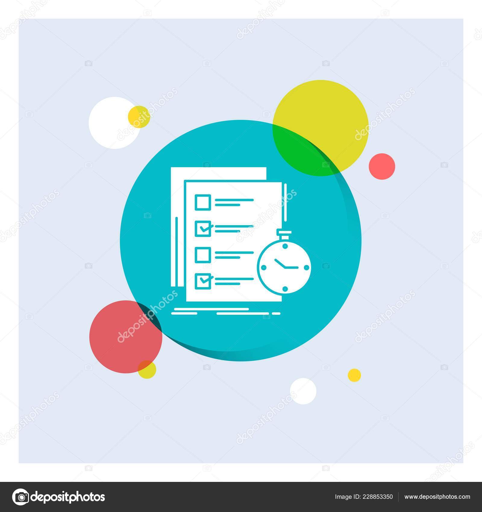 Todo Task List Check Time White Glyph Icon Colorful Circle Stock Vector Image by ©Flatart #228853350