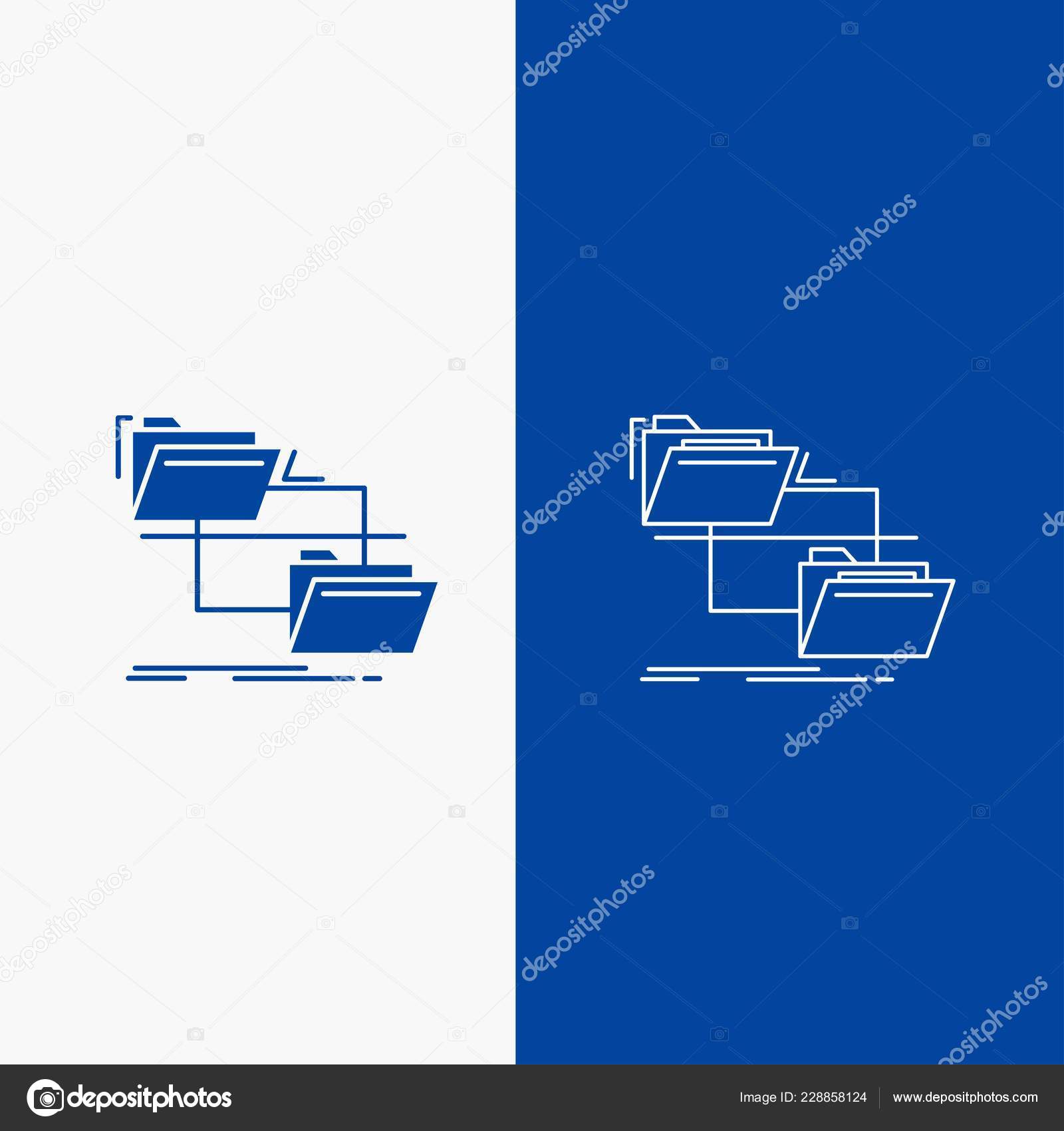 Folder File Management Move Copy Line Glyph Web Button Blue Stock Vector Image by ©Flatart ...