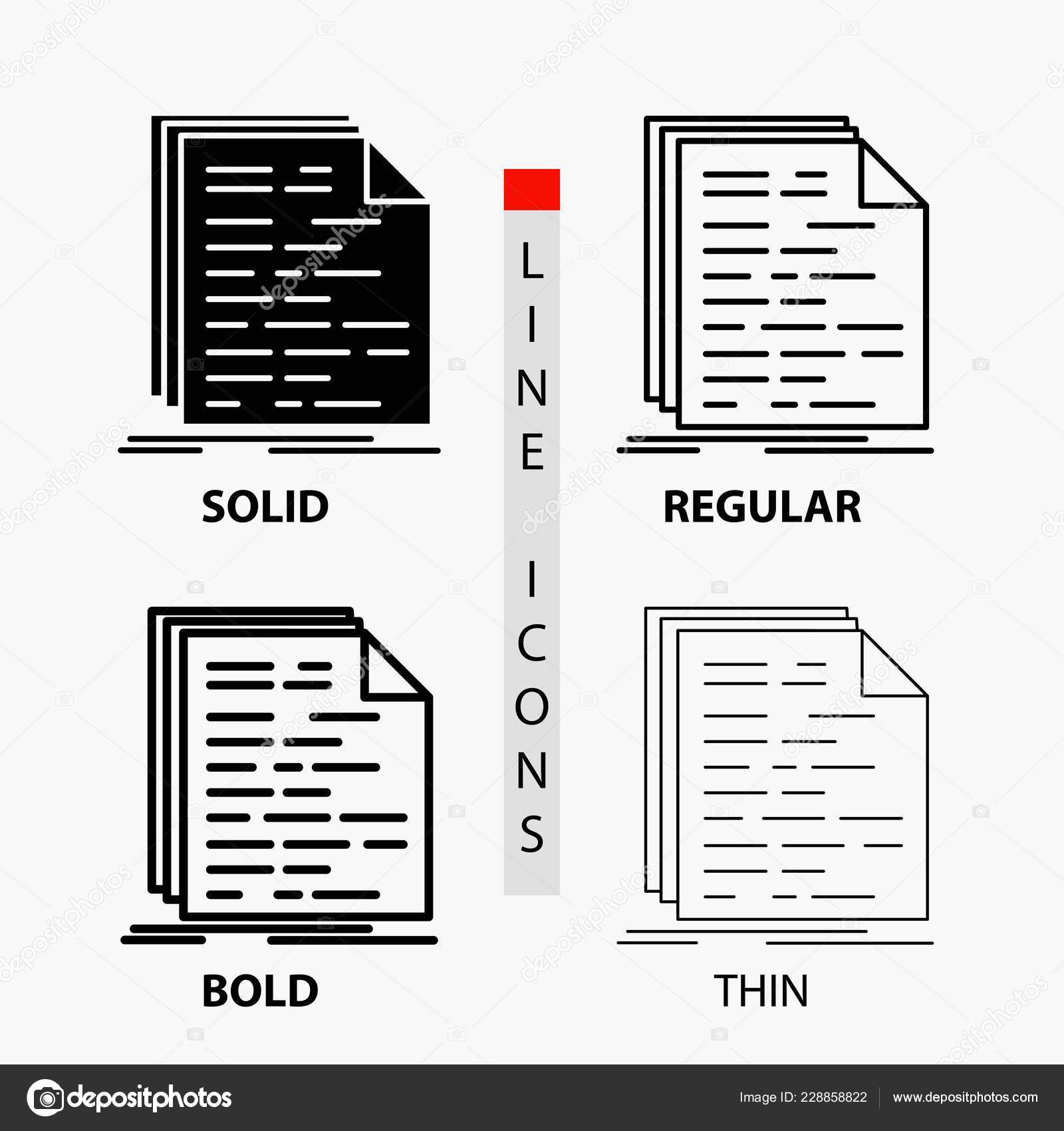 Code Coding Doc Programming Script Icon Thin Regular Bold Line Stock Vector Image By ©flatart