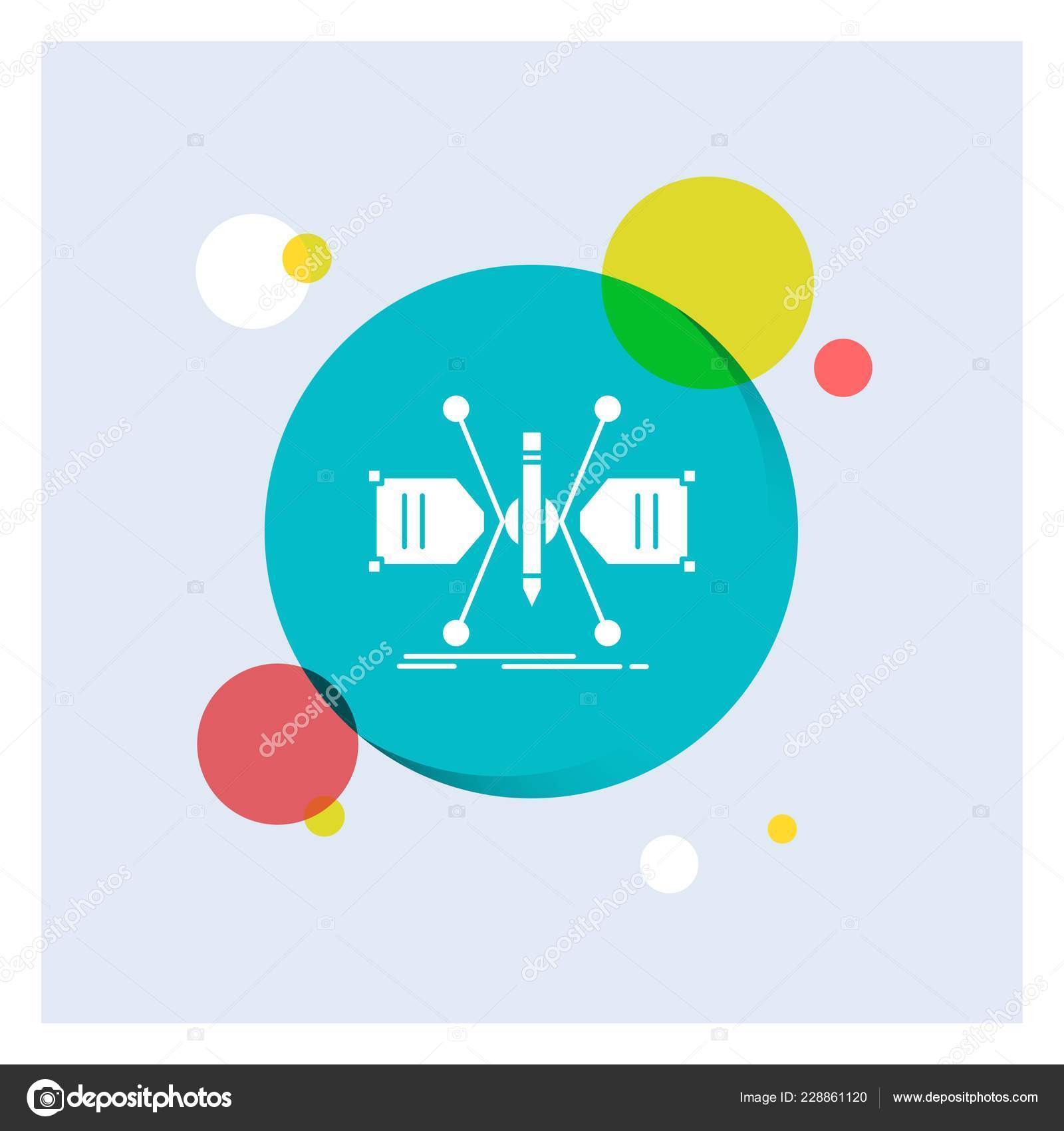 Architect Constructing Grid Sketch Structure White Glyph Icon Colorful Circle Stock Vector Image ...