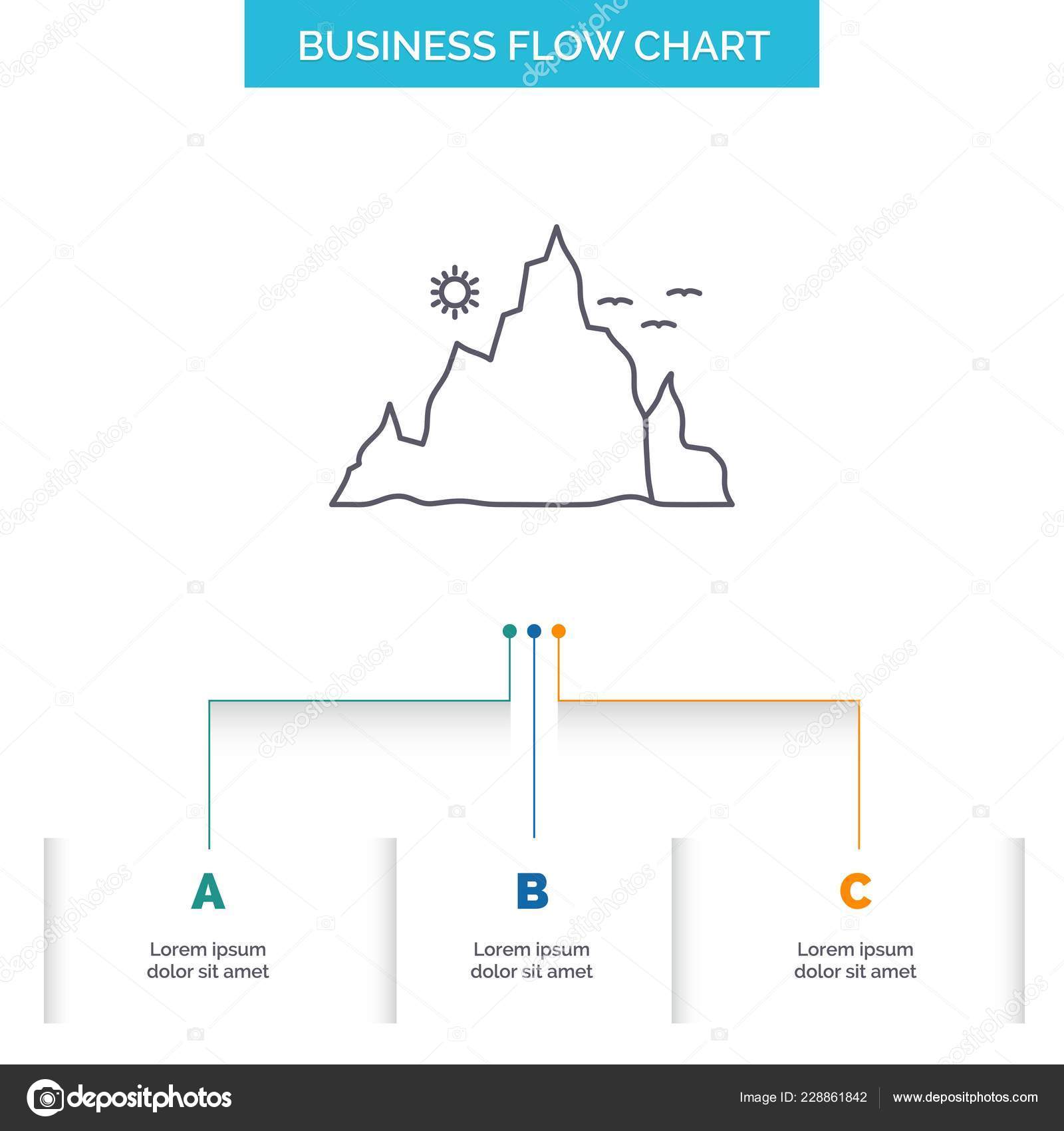 Mountain Landscape Hill Nature Sun Business Flow Chart Design Steps ...