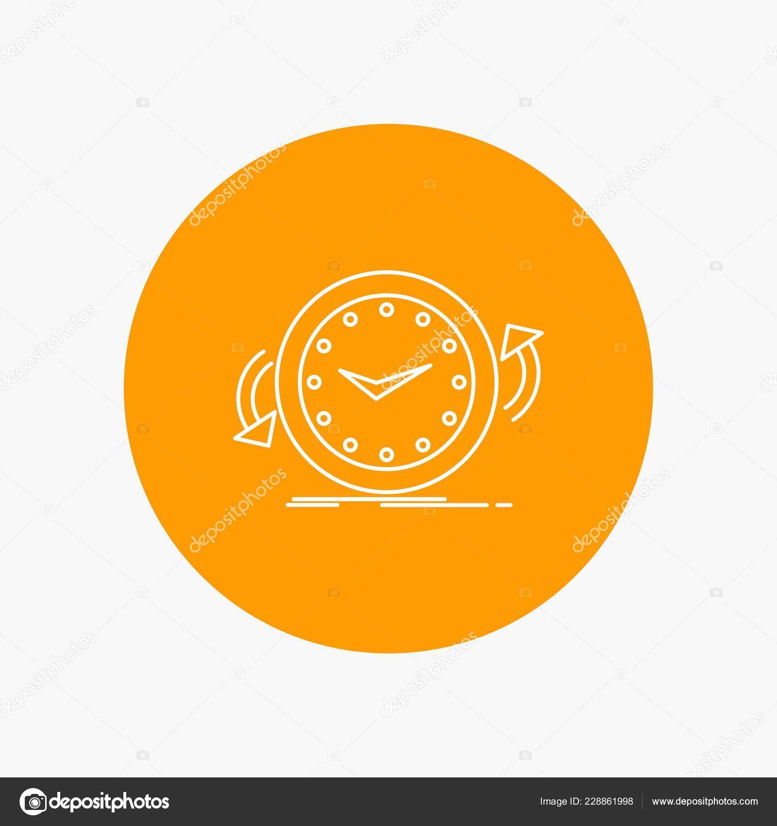 Backup Clock Clockwise Counter Time White Line Icon Circle Background Stock Vector by ©Flatart ...