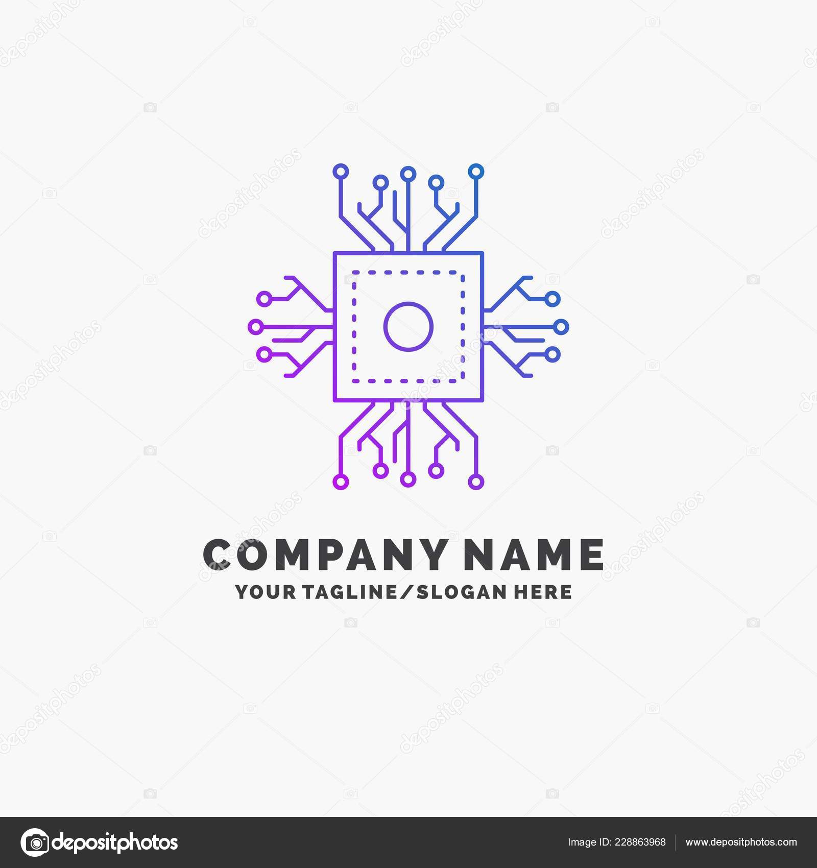 Chip Cpu Microchip Processor Technology Purple Business Logo Template ...