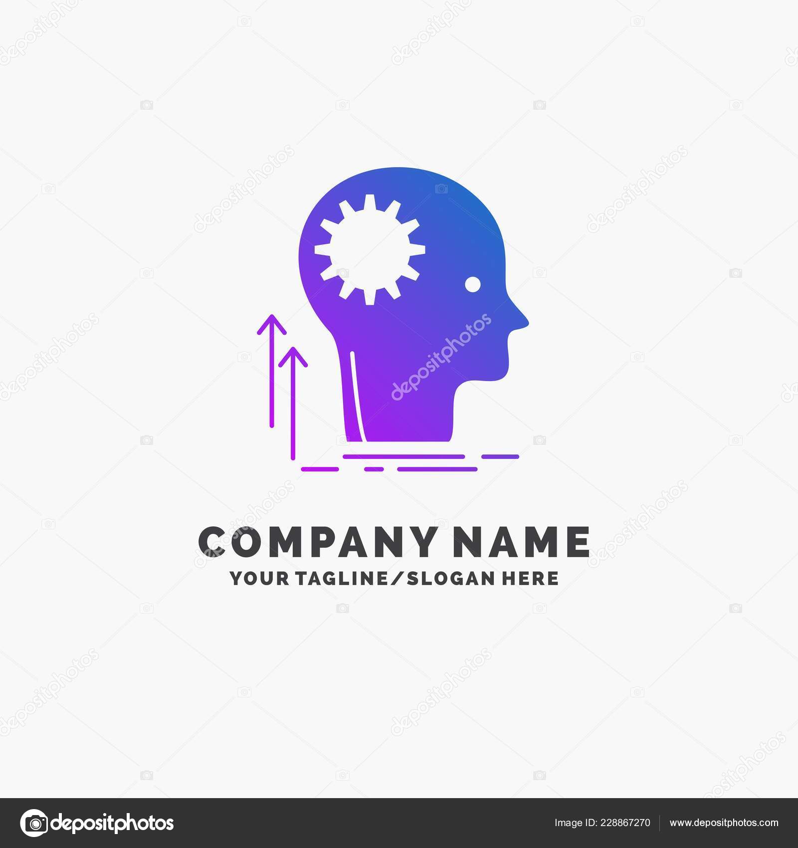 Mind Creative Thinking Idea Brainstorming Purple Business Logo Template ...