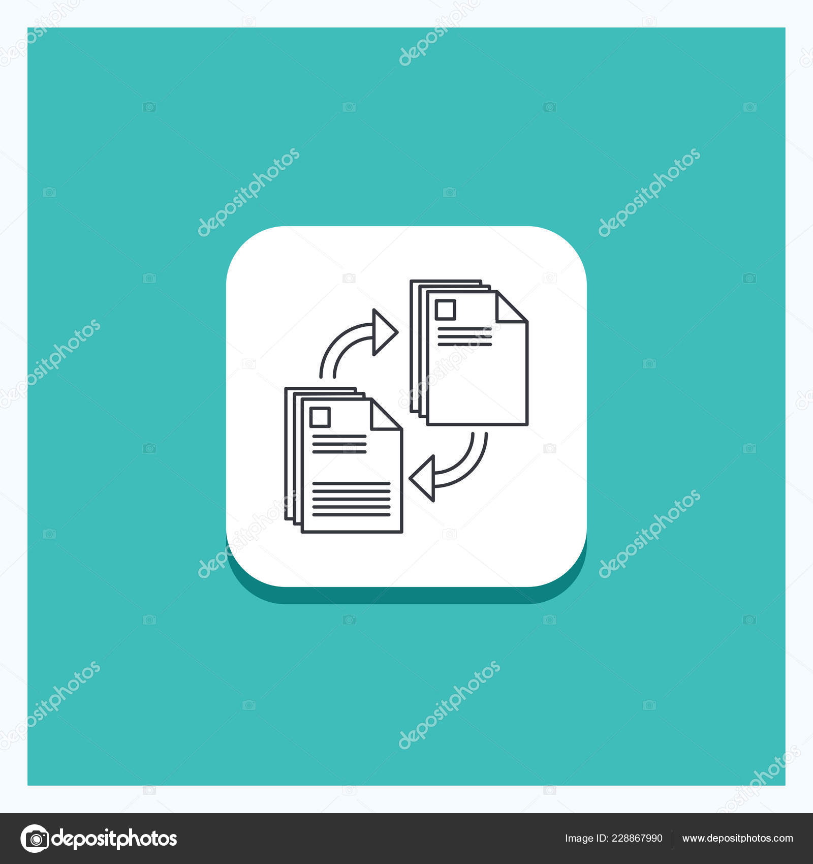 Button Sharing Share File Document Copying Line Icon Turquoise Background Stock Vector by ...