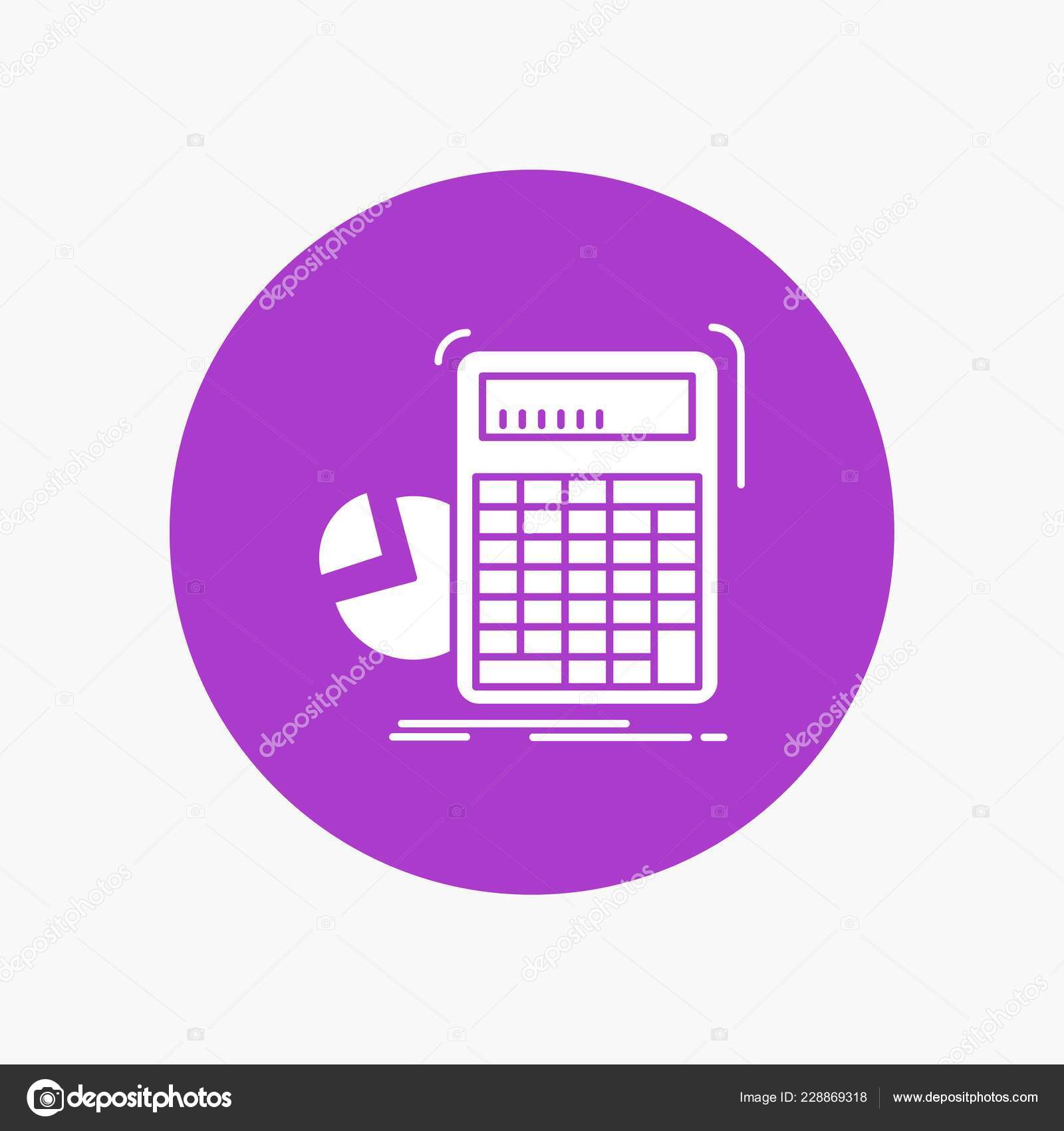 Calculator Calculation Math Progress Graph White Glyph Icon Circle ...
