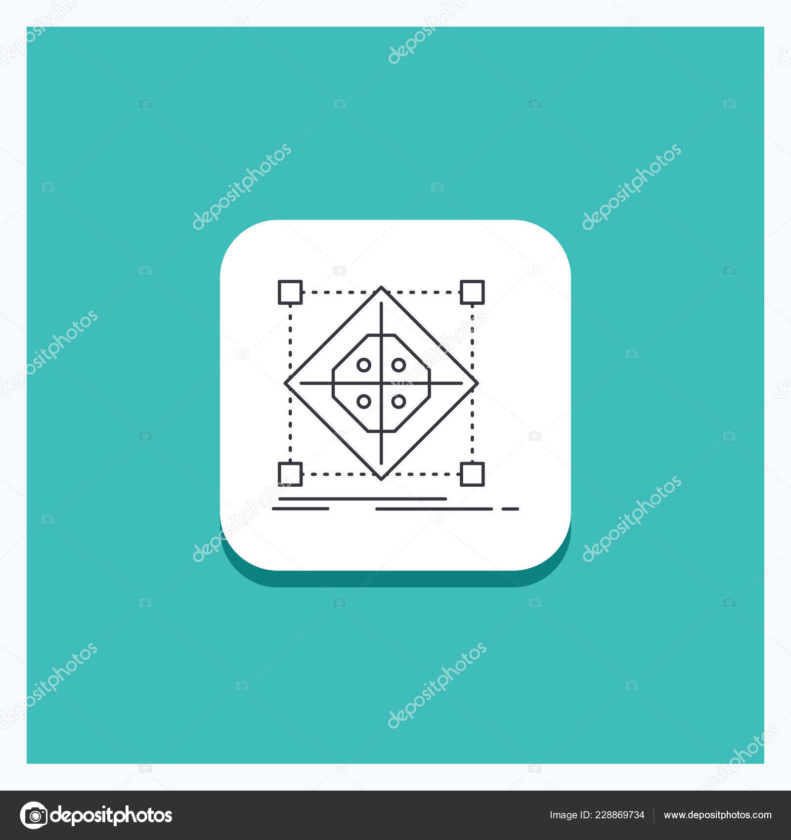 Button Architecture Cluster Grid Model Preparation Line Icon Turquoise ...