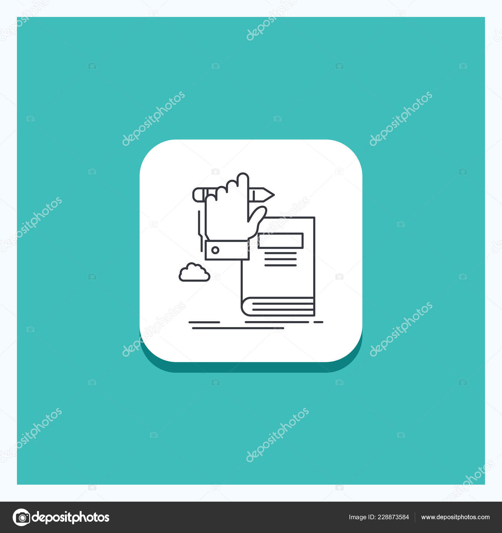 Button Education Knowledge Learning Progress Growth Line Icon Turquoise ...