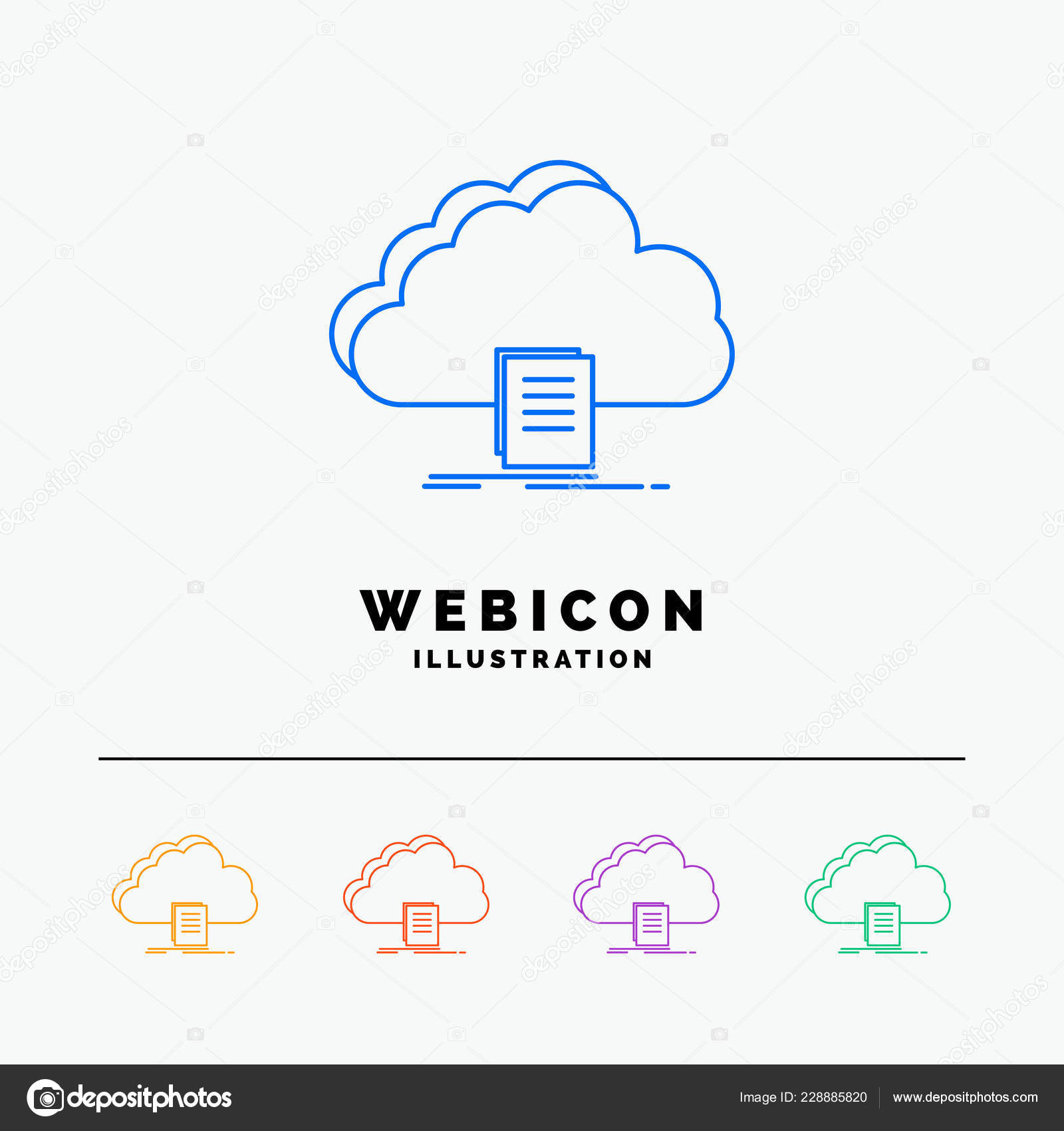 Cloud Access Document File Download Color Line Web Icon Template Stock Vector Image by ©Flatart ...