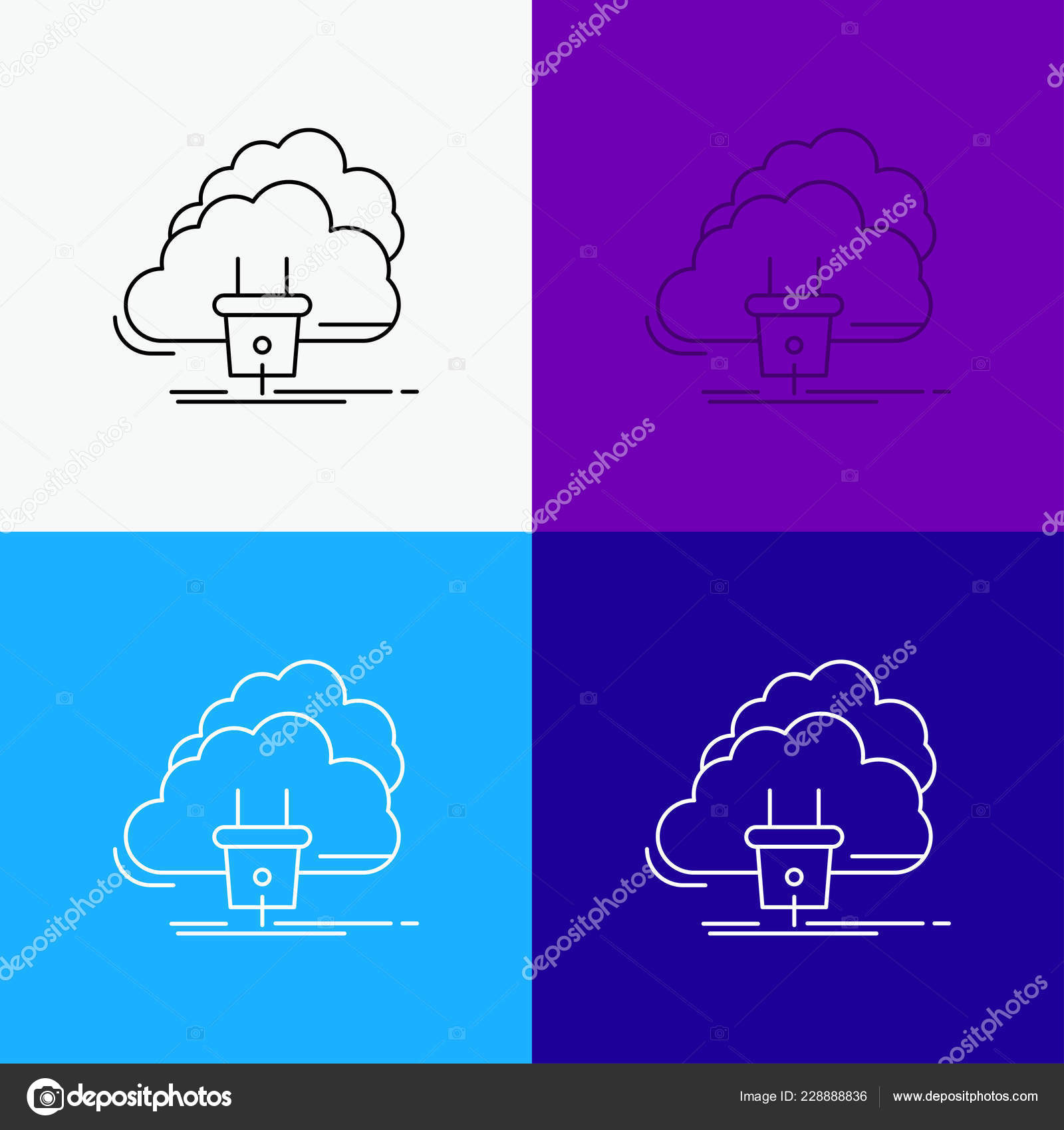Cloud Connection Energy Network Power Icon Various Background Line ...