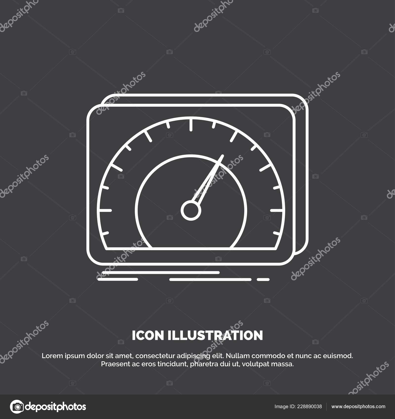 Dashboard Device Speed Test Internet Icon Line Vector Symbol Website ...