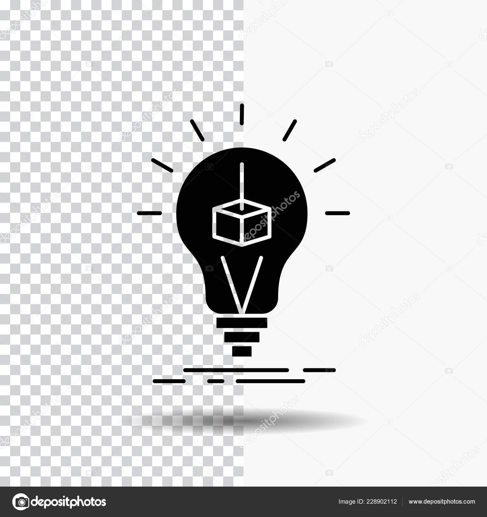 Cube Idea Bulb Printing Box Glyph Icon Transparent Background Black ...