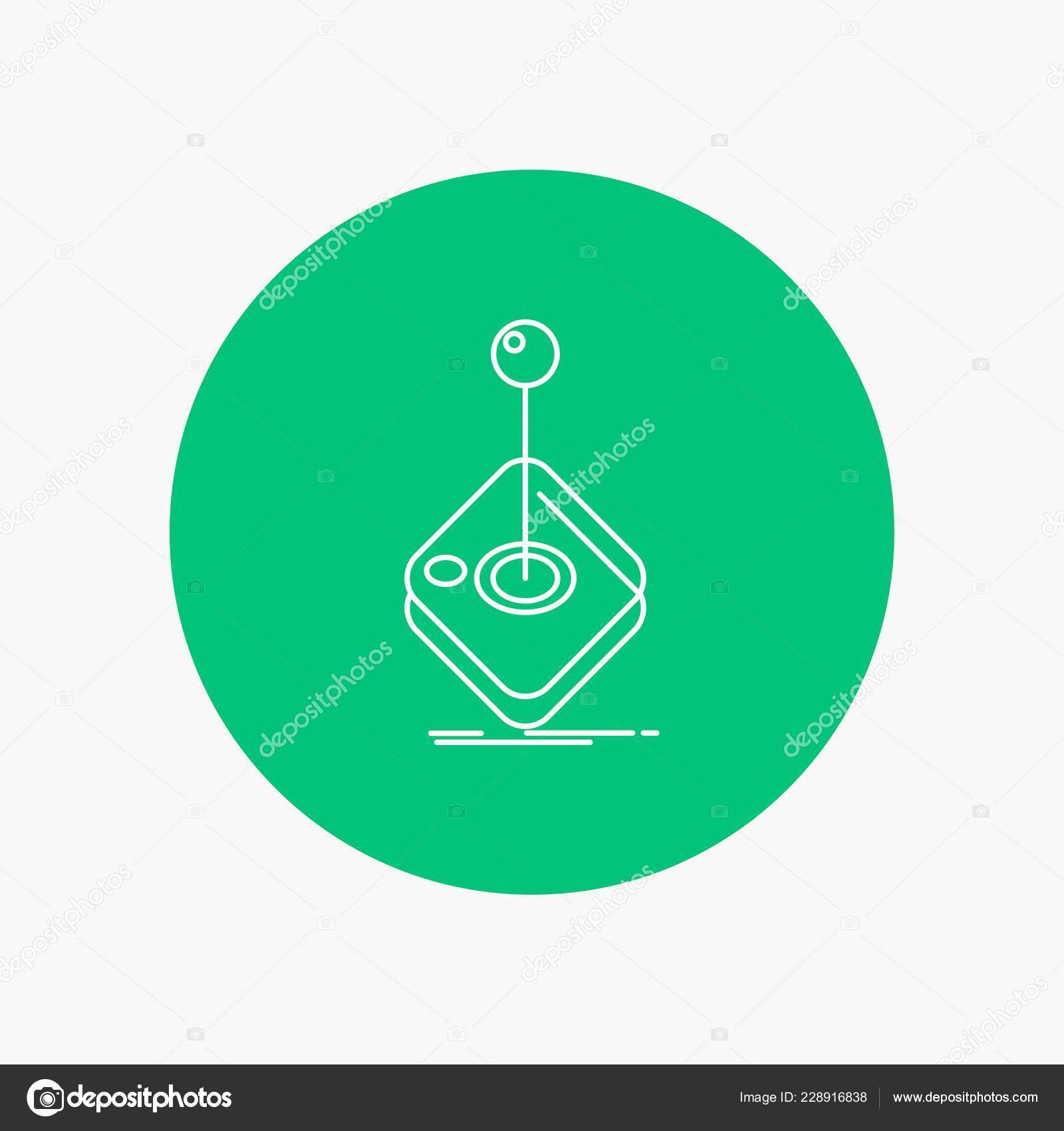 Arcade Game Gaming Joystick Stick White Line Icon Circle Background ...