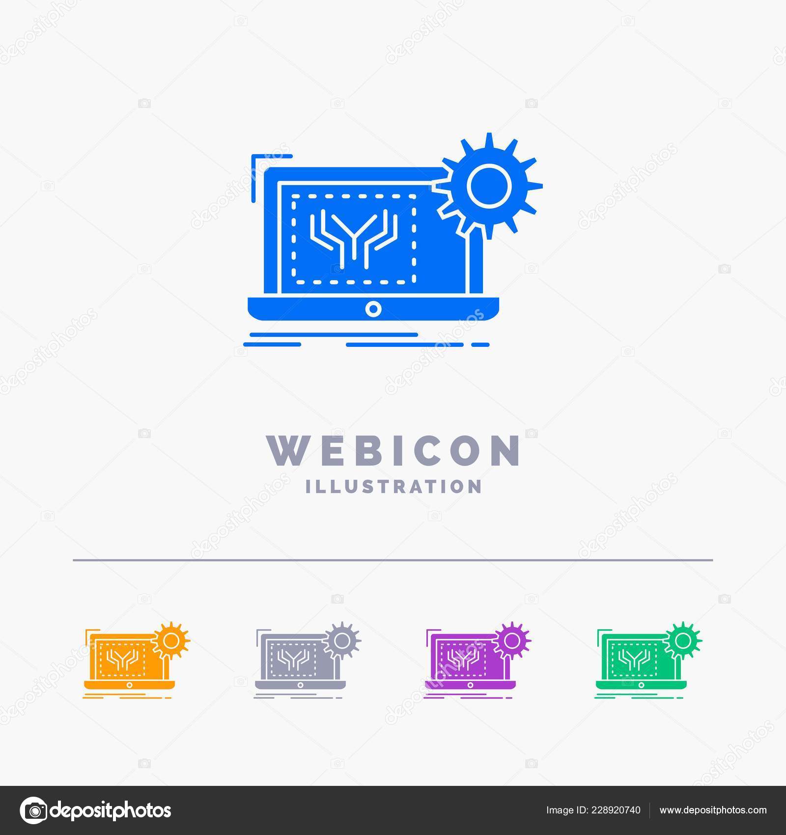Blueprint Circuit Electronics Engineering Hardware Color Glyph Web Icon Template Stock Vector by ...