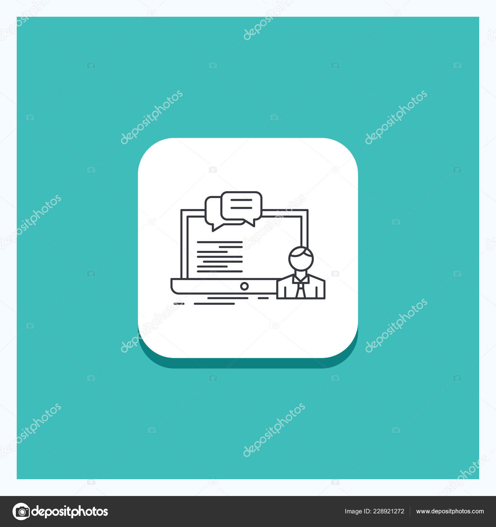 Button Training Course Online Computer Chat Line Icon Turquoise ...