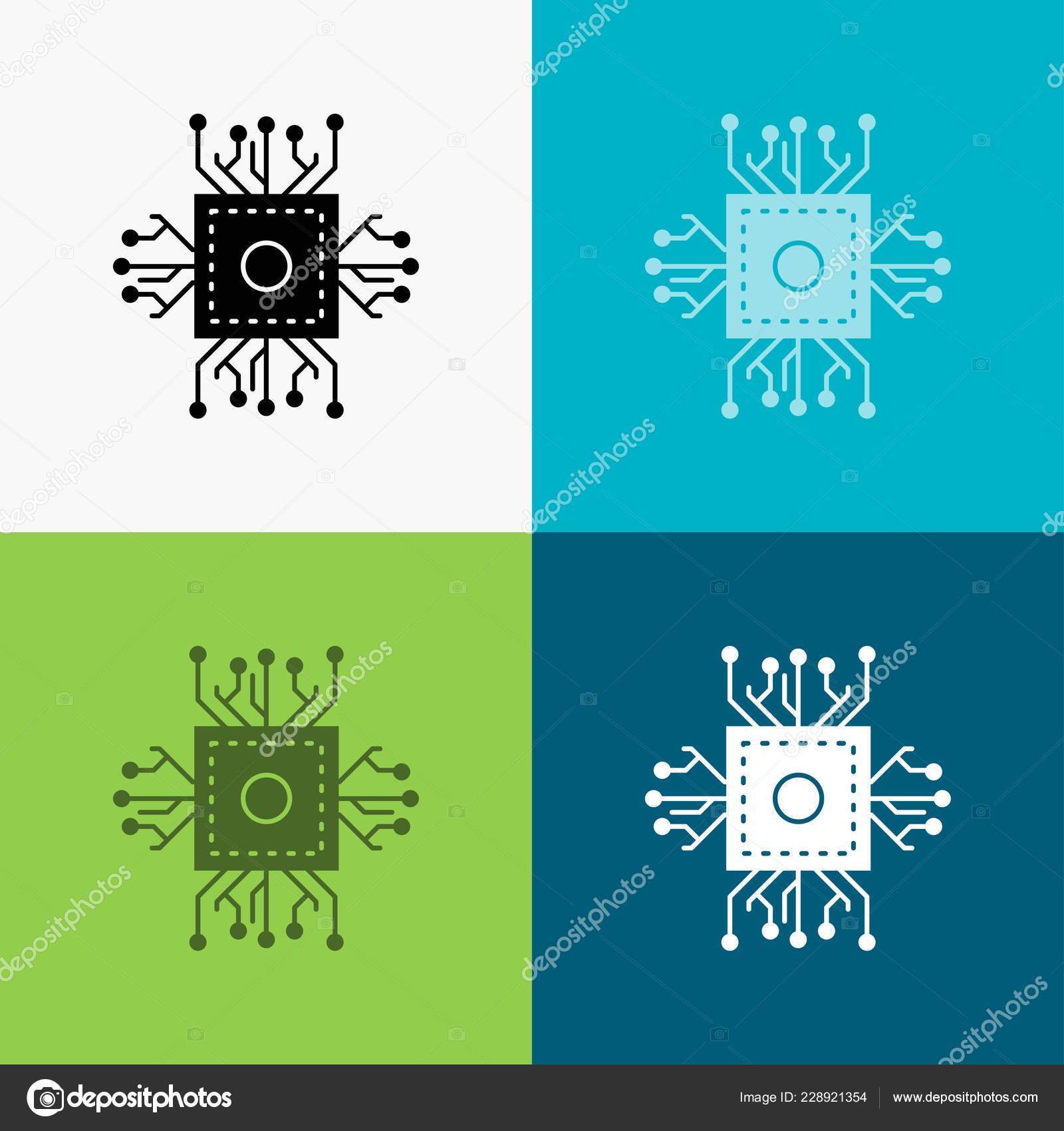 Chip Cpu Microchip Processor Technology Icon Various Background Glyph Style Stock Vector by ...