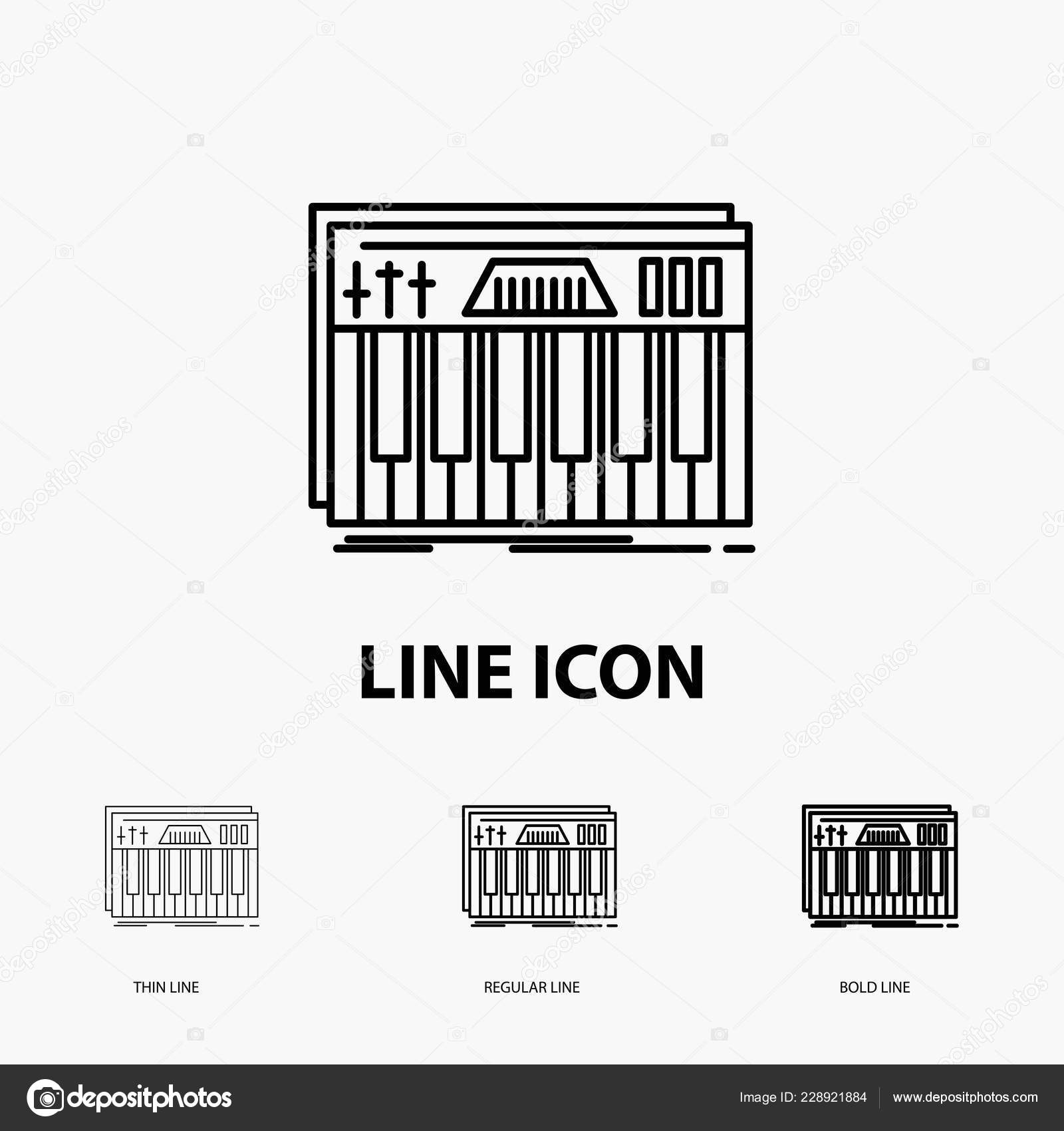 Controller Keyboard Keys Midi Sound Icon Thin Regular Bold Line Stock Vector Image by ©Flatart ...