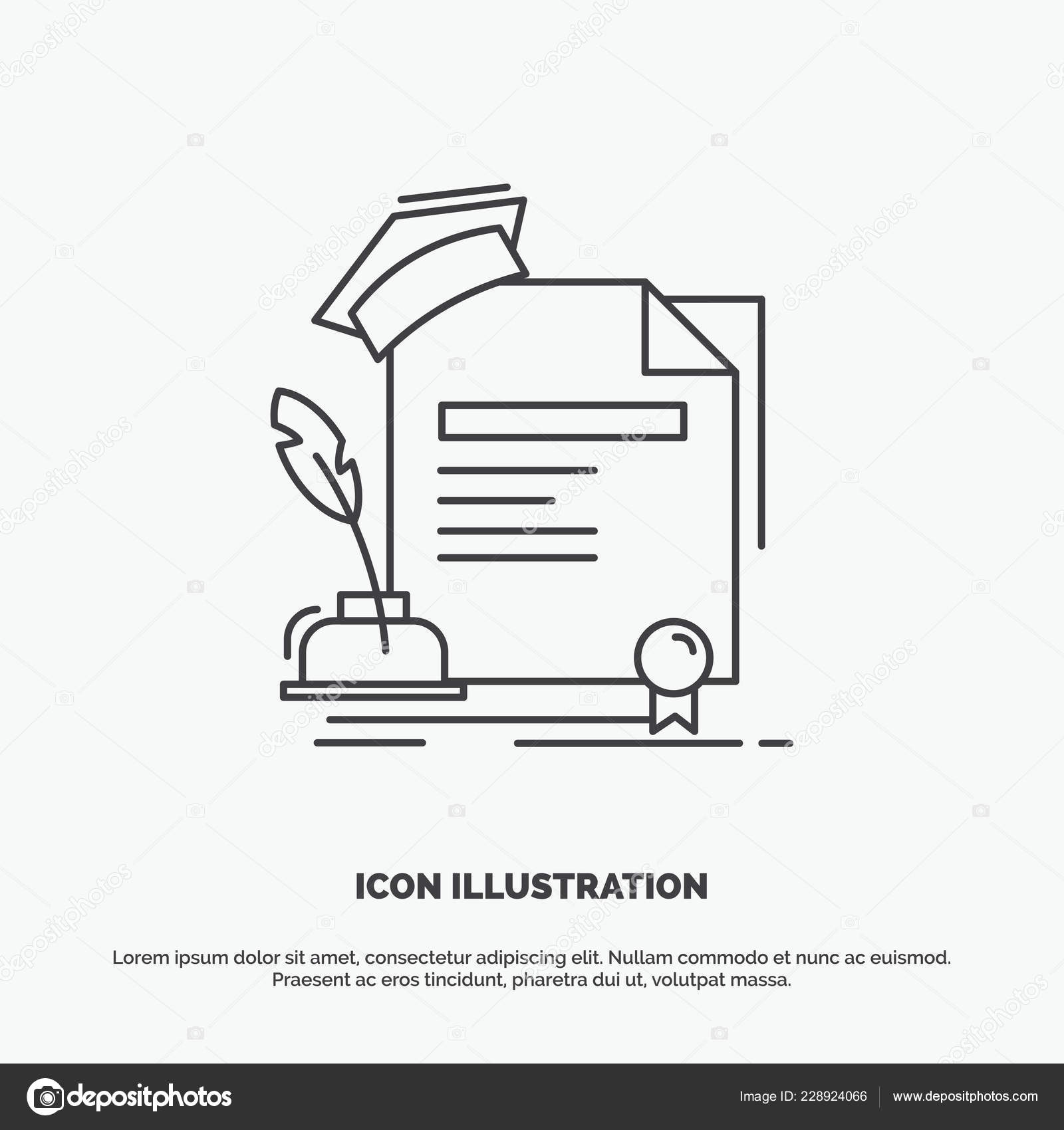 Certificate Degree Education Award Agreement Icon Line Vector Gray ...