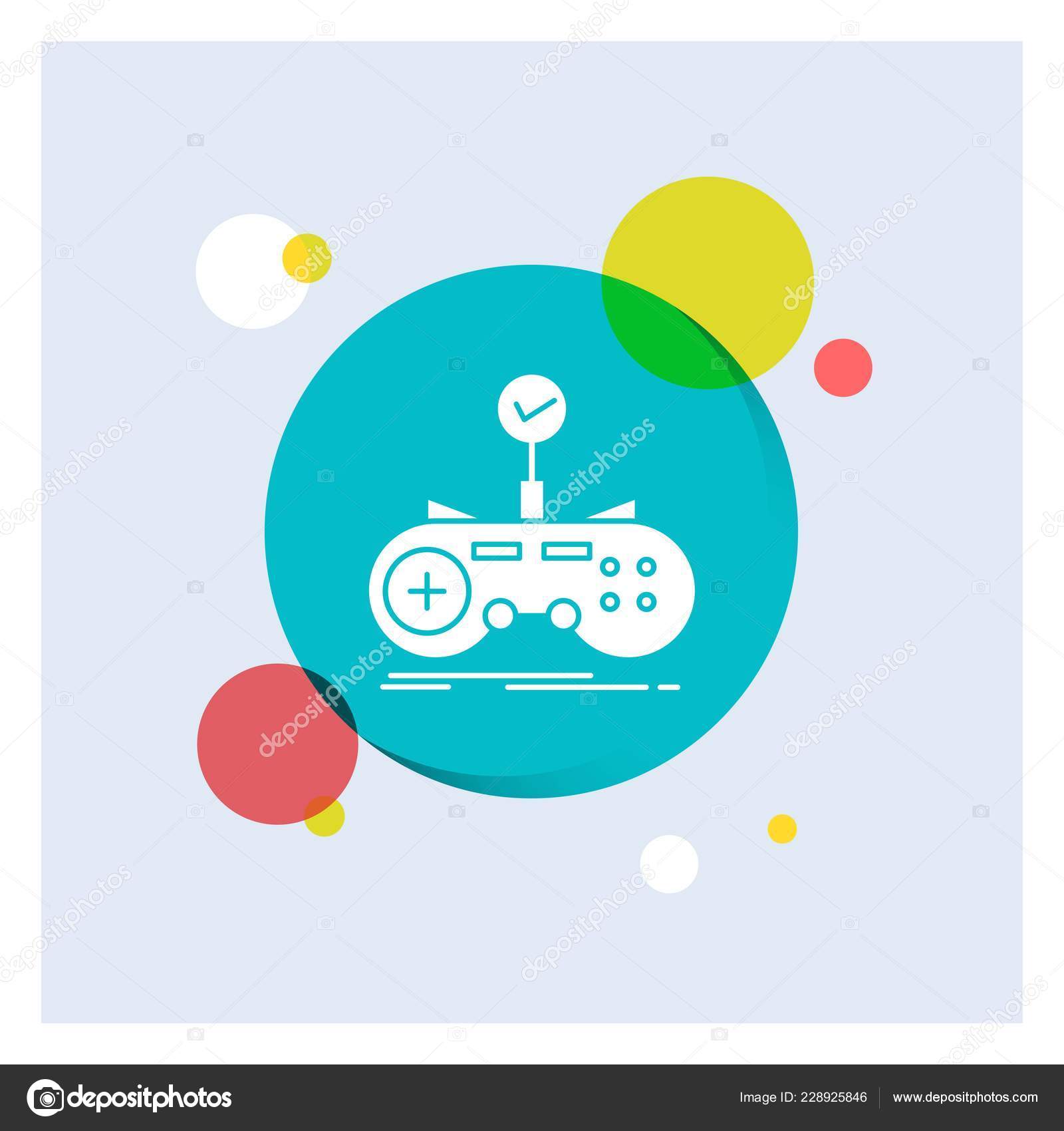 Check Controller Game Gamepad Gaming White Glyph Icon Colorful Circle ...