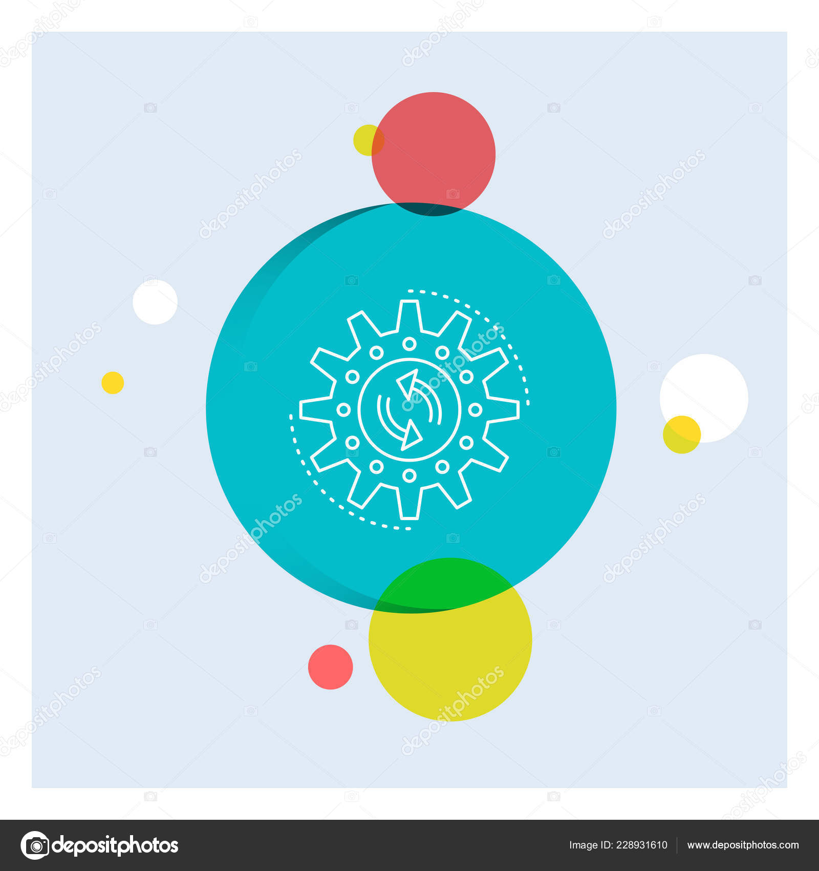 Management Process Production Task Work White Line Icon Colorful Circle ...