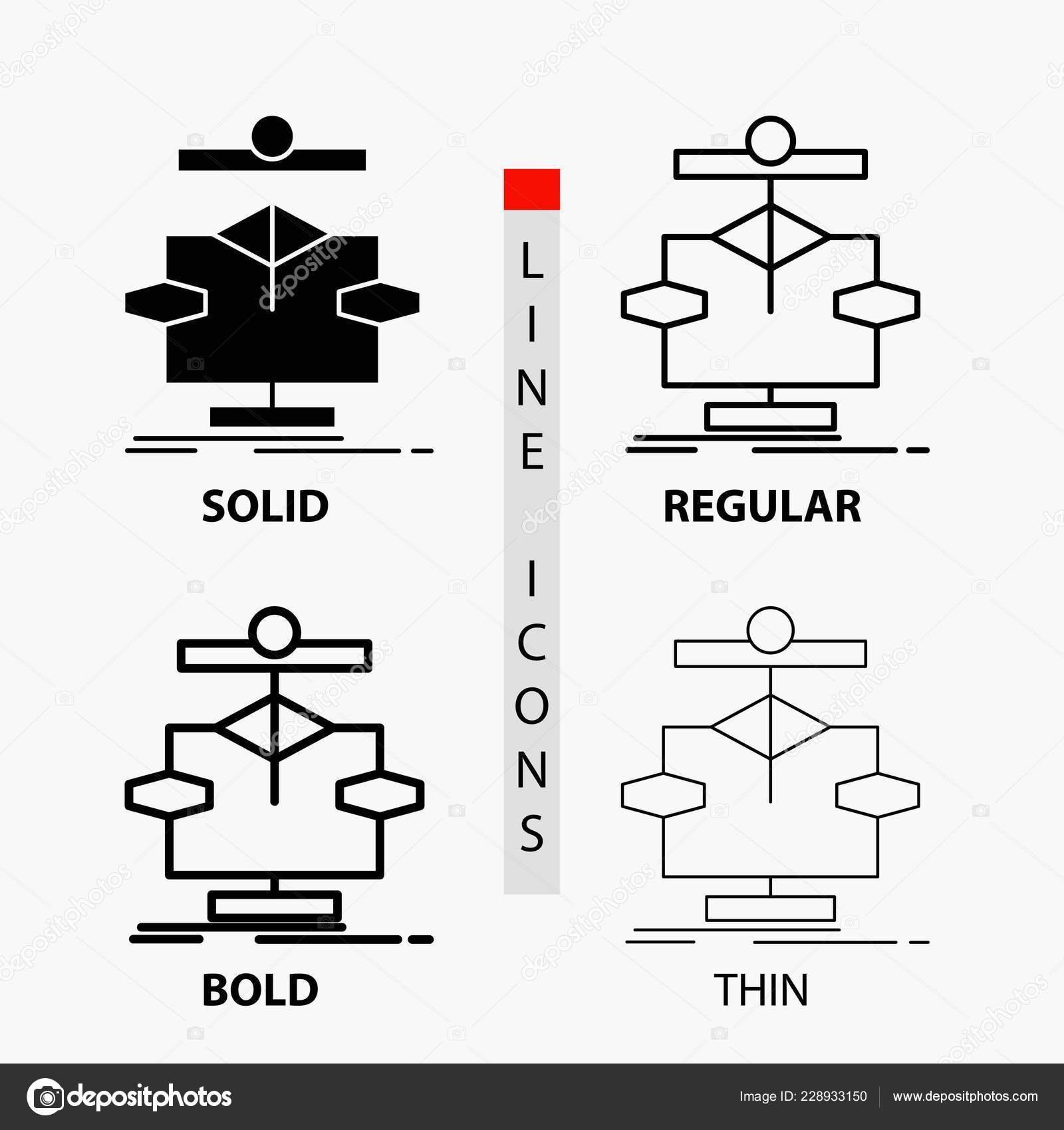 Algorithm Chart Data Diagram Flow Icon Thin Regular Bold Line Stock Vector Image by ©Flatart ...