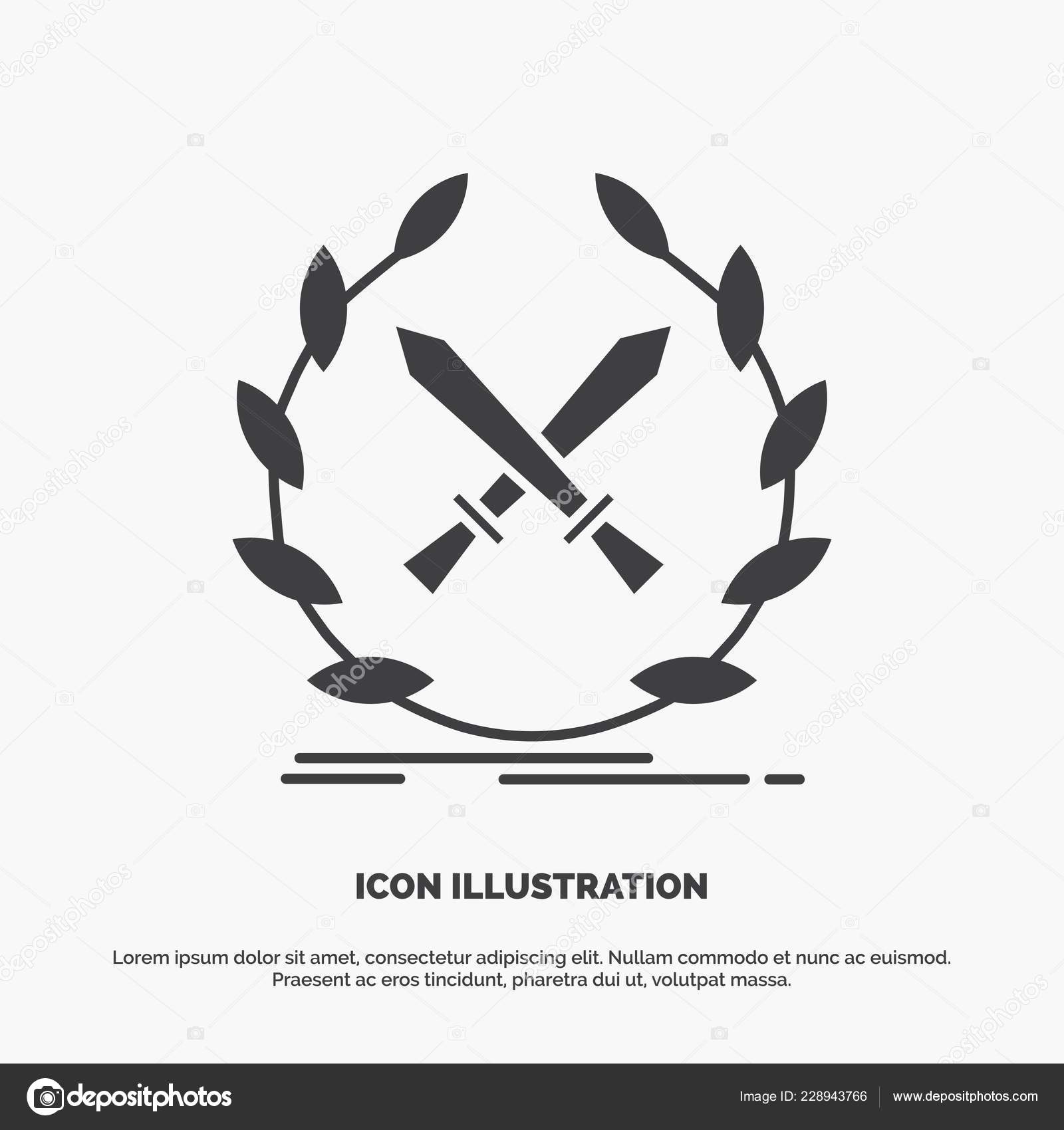 Battle Emblem Game Label Swords Icon Glyph Vector Gray Symbol Stock ...