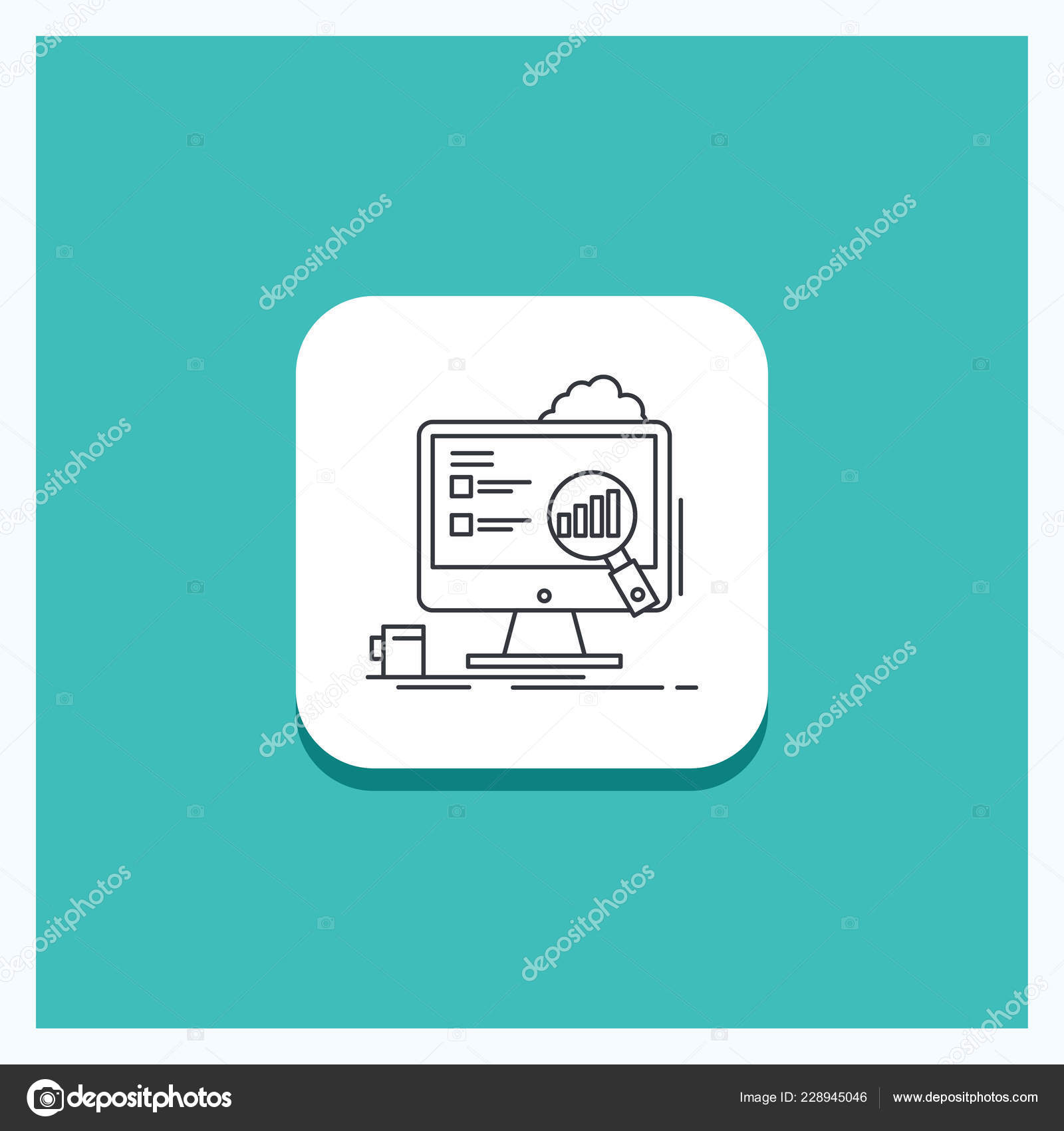 Button Analytics Board Presentation Laptop Statistics Line Icon Turquoise Background Stock ...