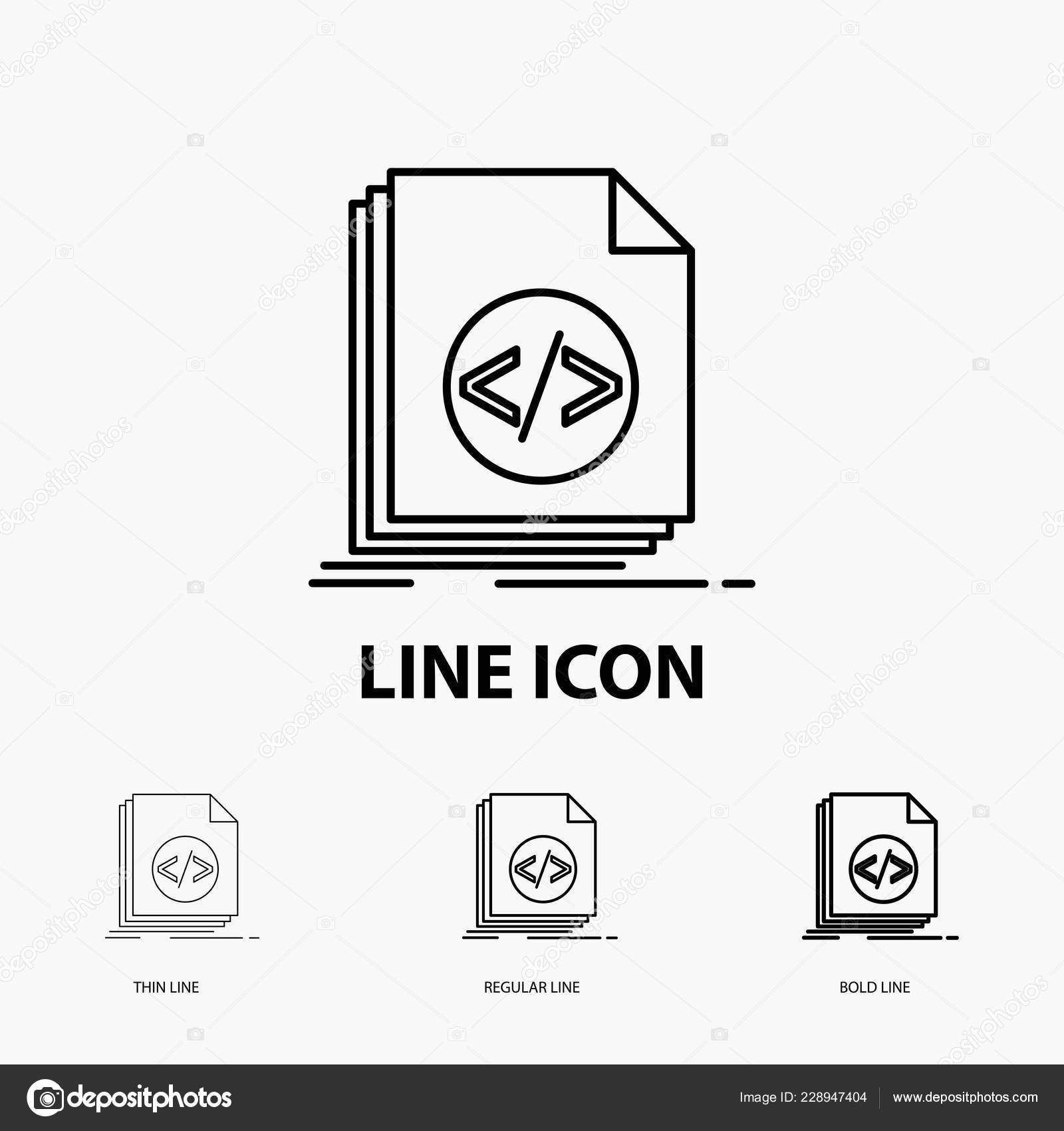 Code Coding File Programming Script Icon Thin Regular Bold Line Stock