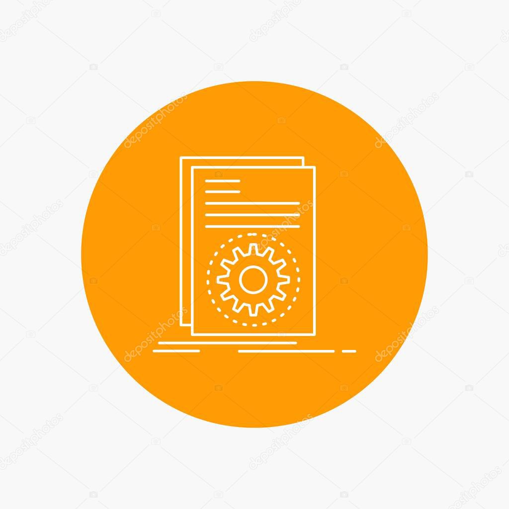 Código, ejecutable, archivo, ejecución, script Icono de línea blanca en ...