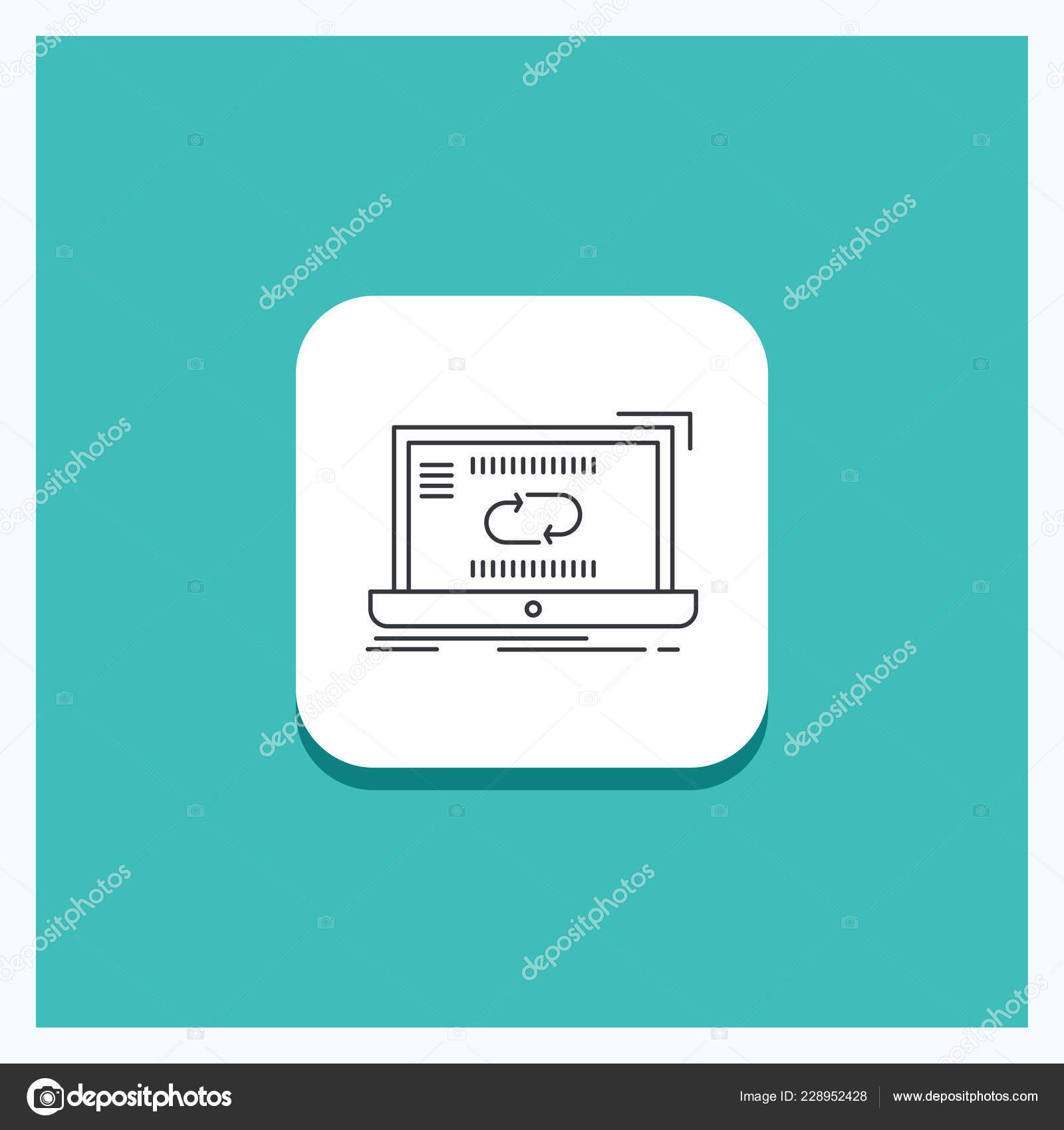 Button Communication Connection Link Sync Synchronization Line Icon Turquoise Background Stock ...