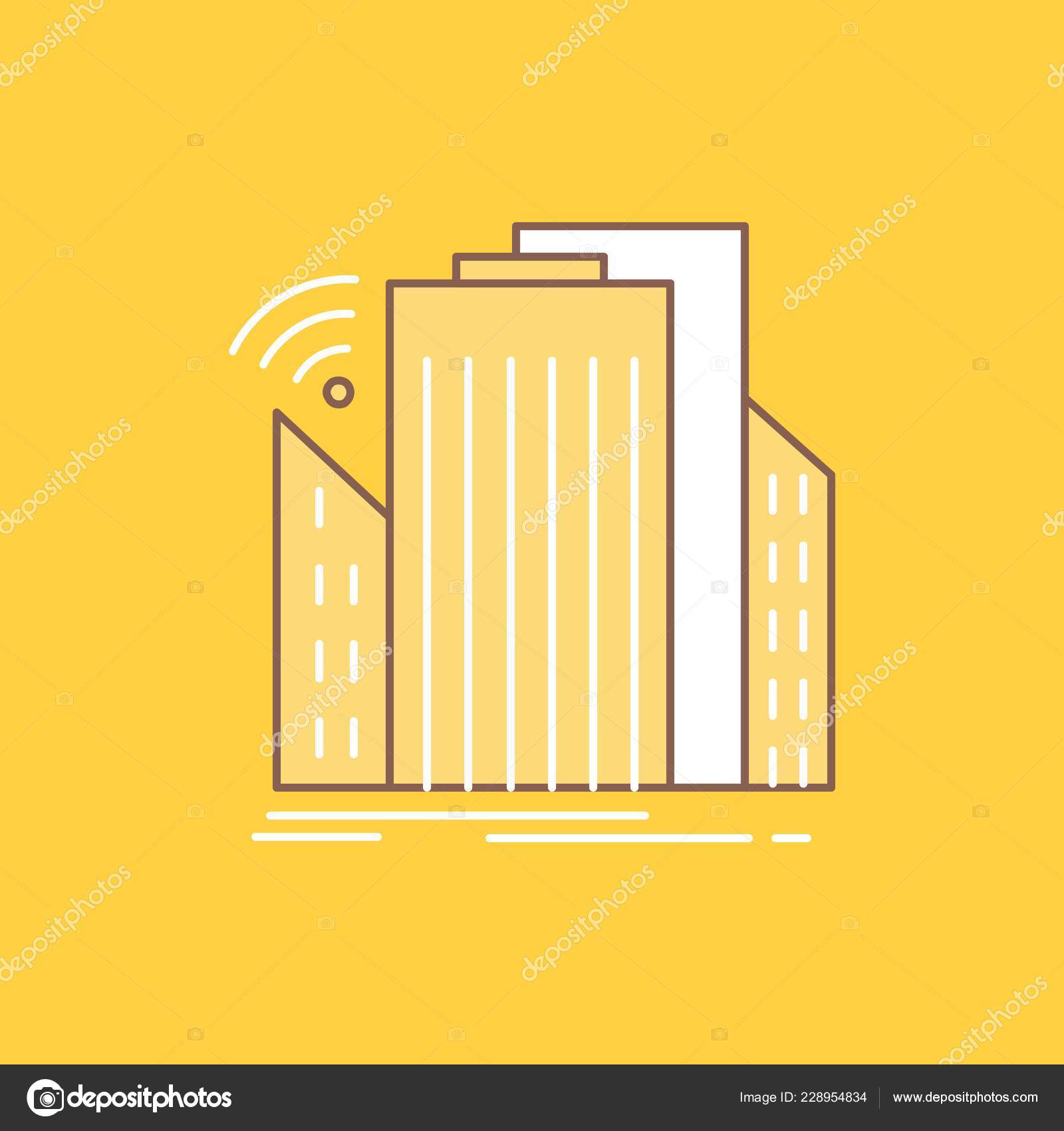 Buildings City Sensor Smart Urban Flat Line Filled Icon Beautiful ...