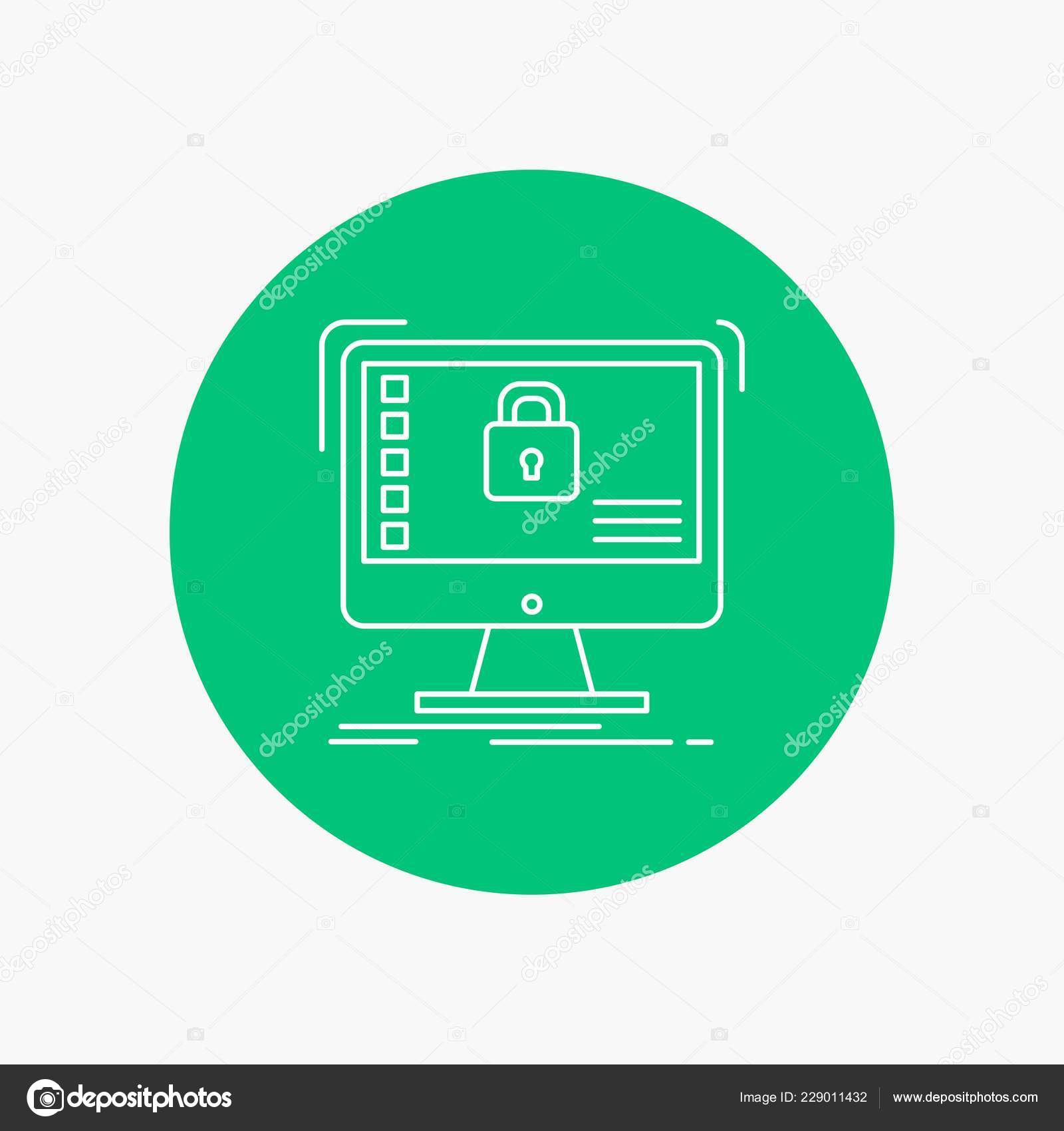 Secure Protection Safe System Data White Line Icon Circle Background Stock Vector by ©Flatart ...