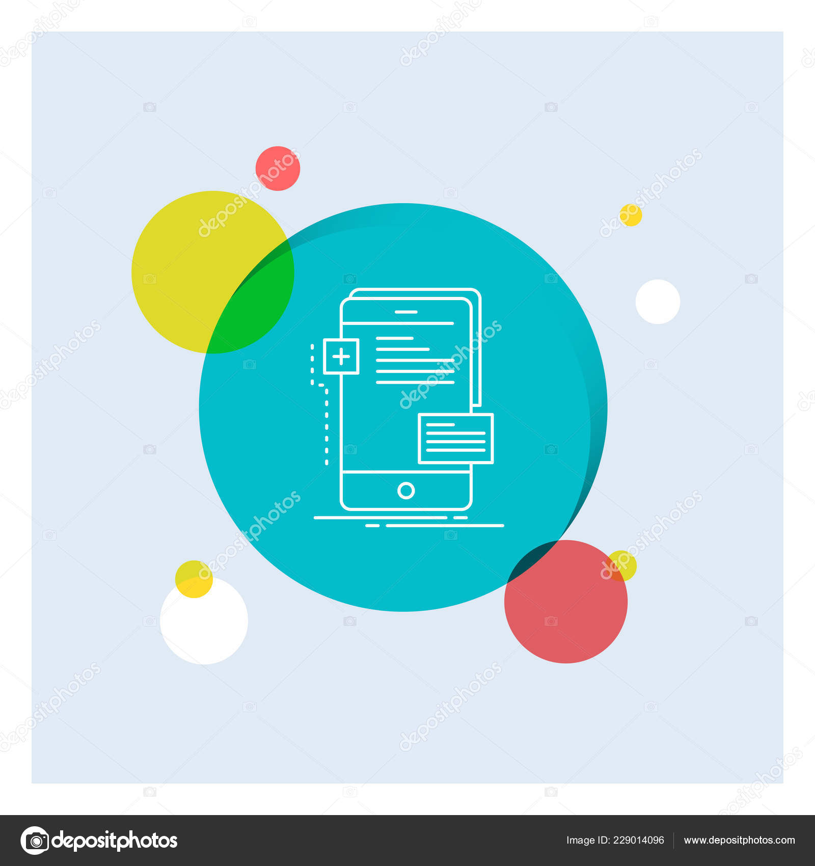 Frontend Interface Mobile Phone Developer White Line Icon Colorful Circle Stock Illustration by ...