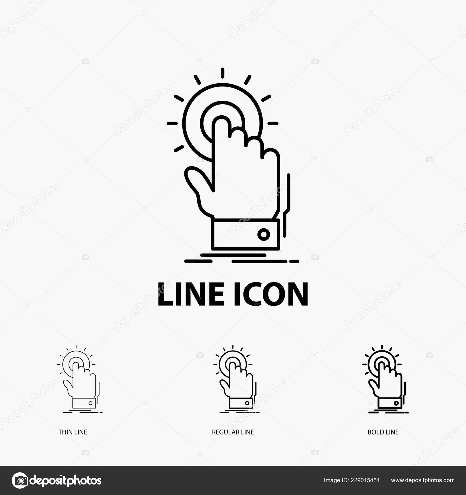 Touch Click Hand Start Icon Thin Regular Bold Line Style Stock Vector ...