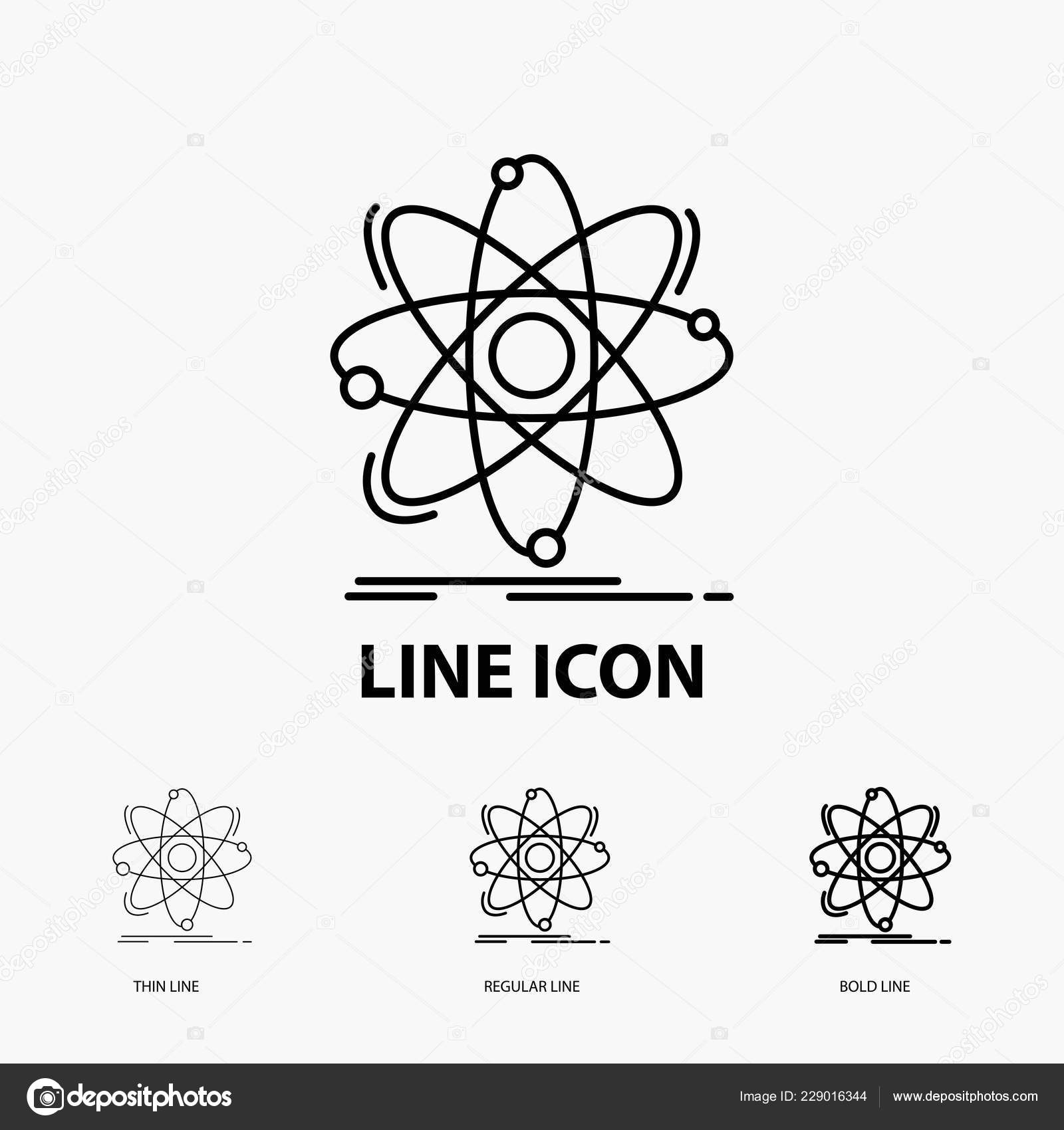 Atom Science Chemistry Physics Nuclear Icon Thin Regular Bold Line ...