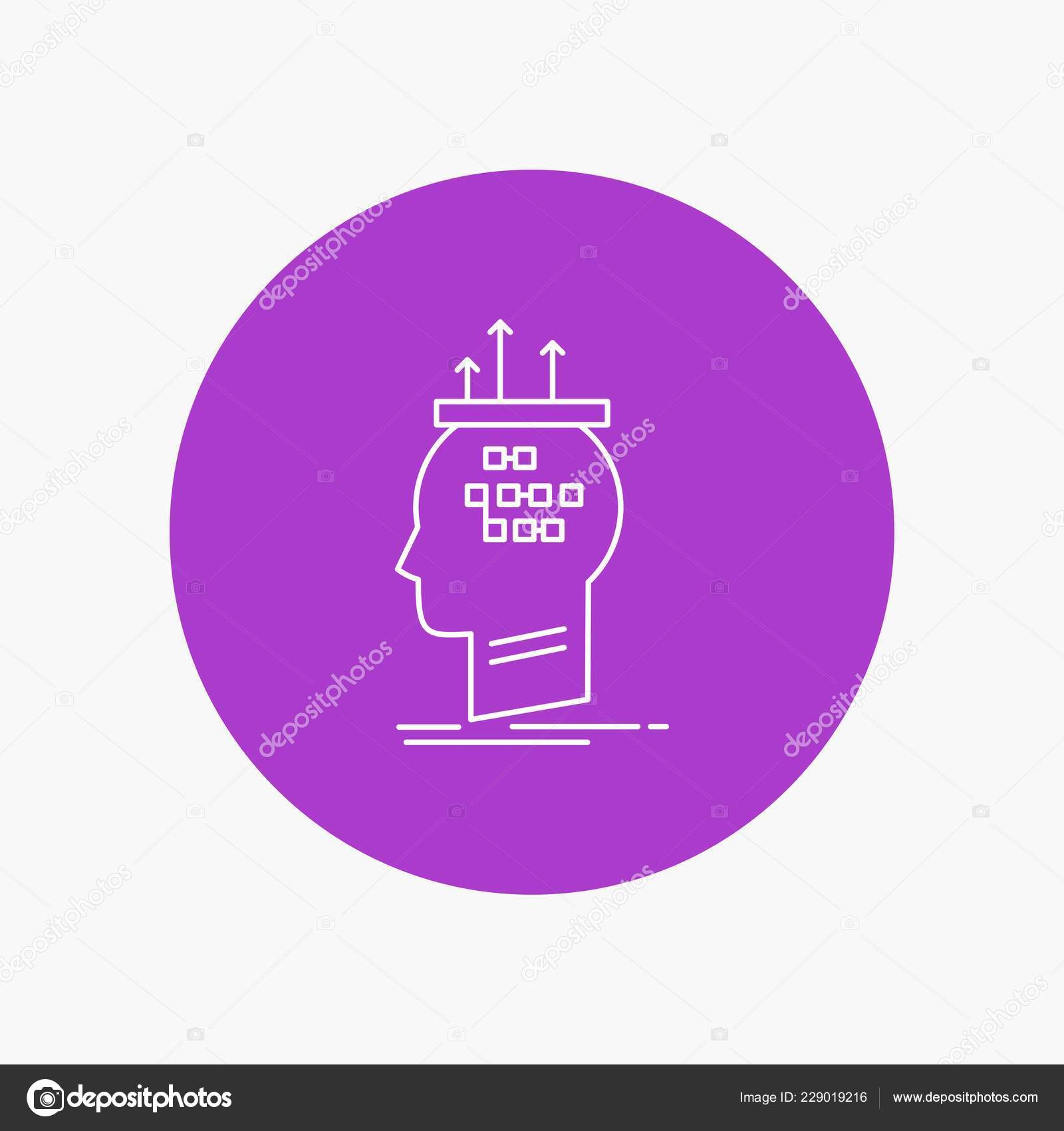 Algorithm Brain Conclusion Process Thinking White Line Icon Circle Background Stock Vector Image ...