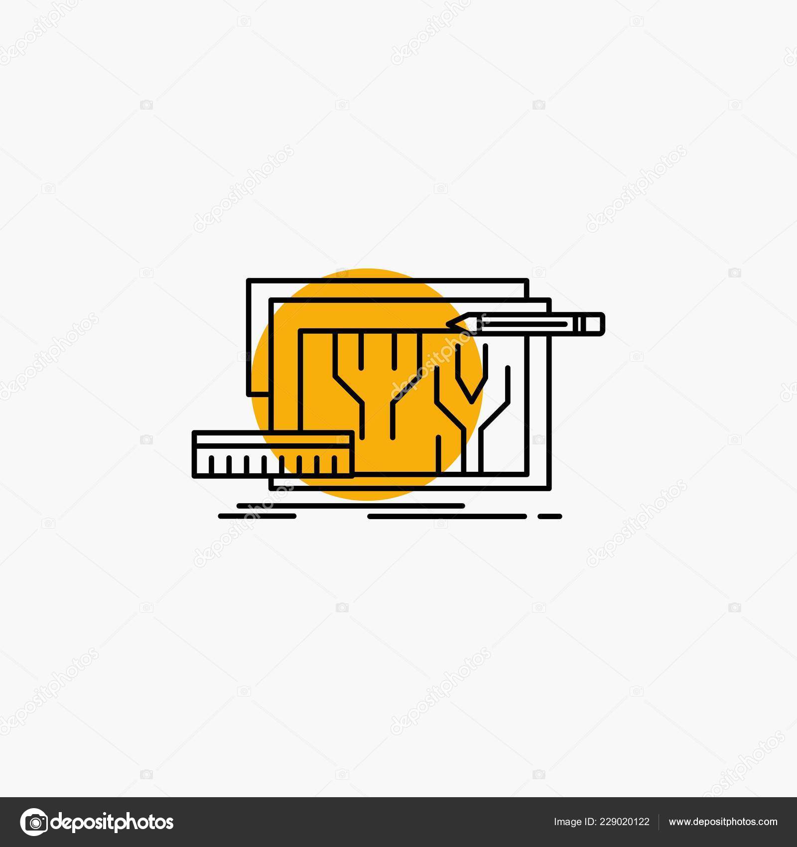 Architecture Blueprint Circuit Design Engineering Line Icon Stock Vector by ©Flatart 229020122