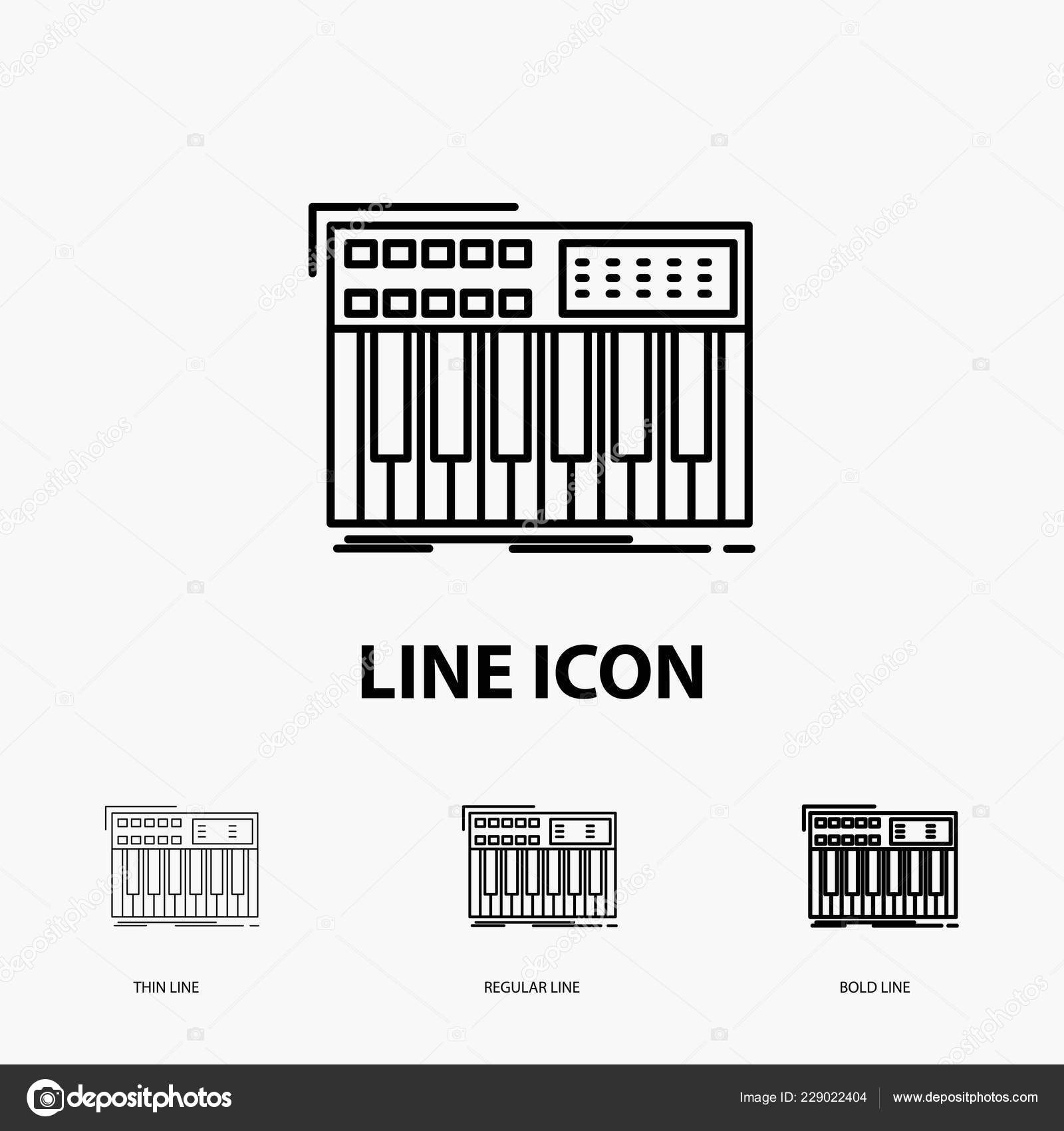 Synth Keyboard Midi Synthesiser Synthesizer Icon Thin Regular Bold Line ...