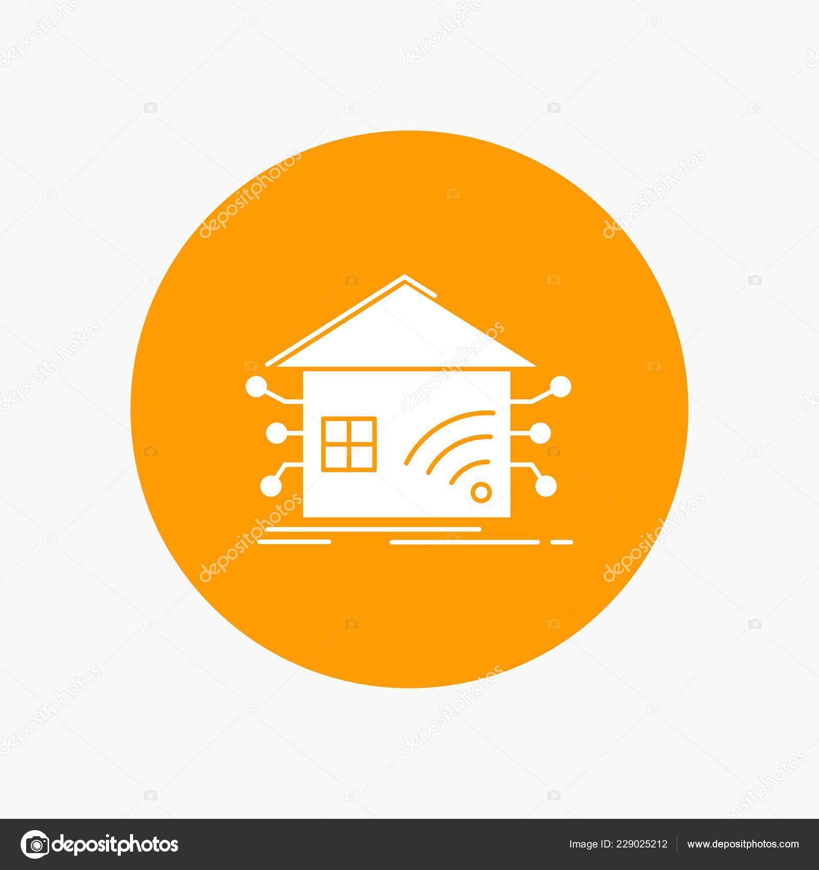 Automation Home House Smart Network White Glyph Icon Circle Vector ...