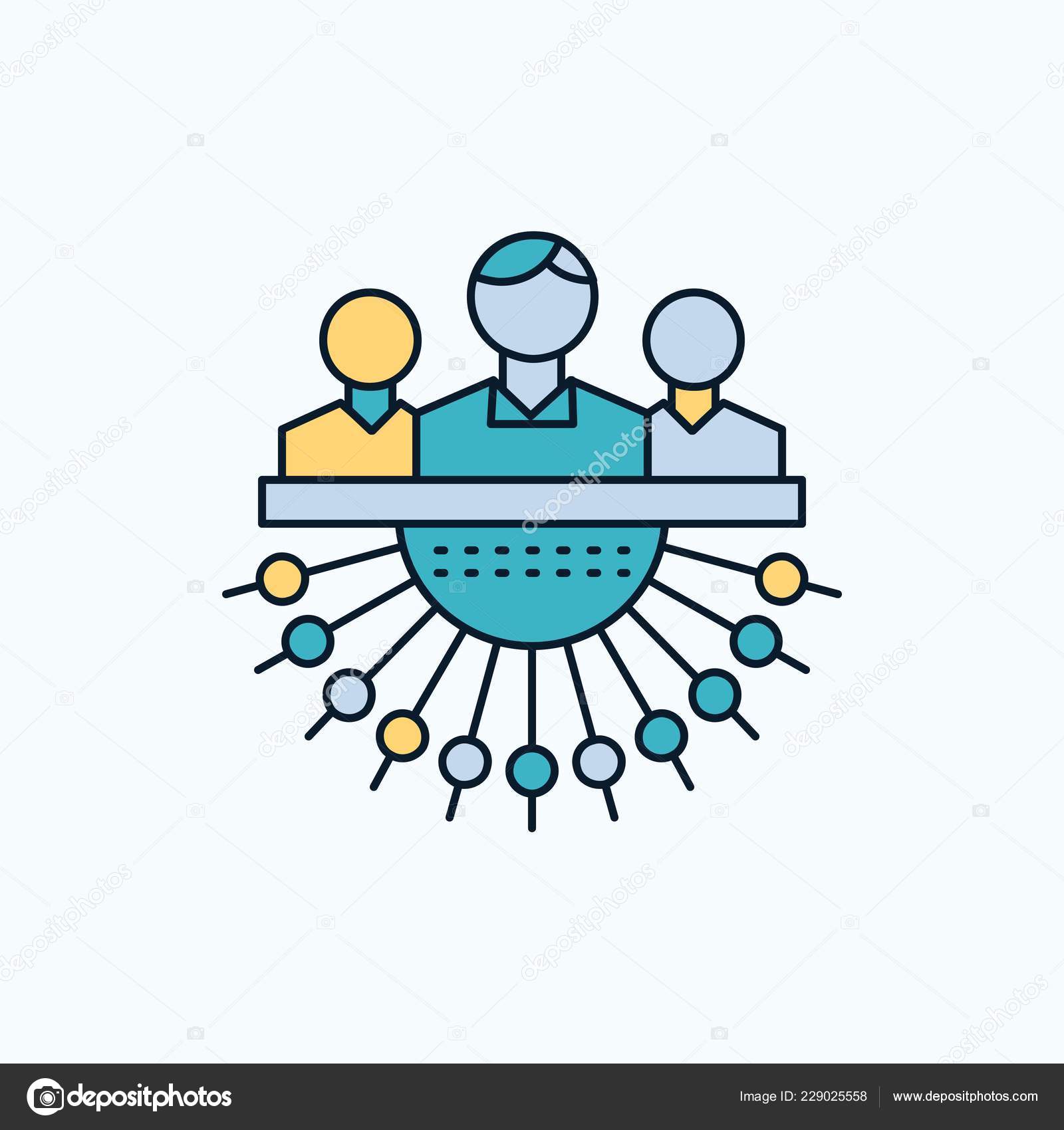 Allocation Group Human Management Outsource Flat Icon Green Yellow Sign ...