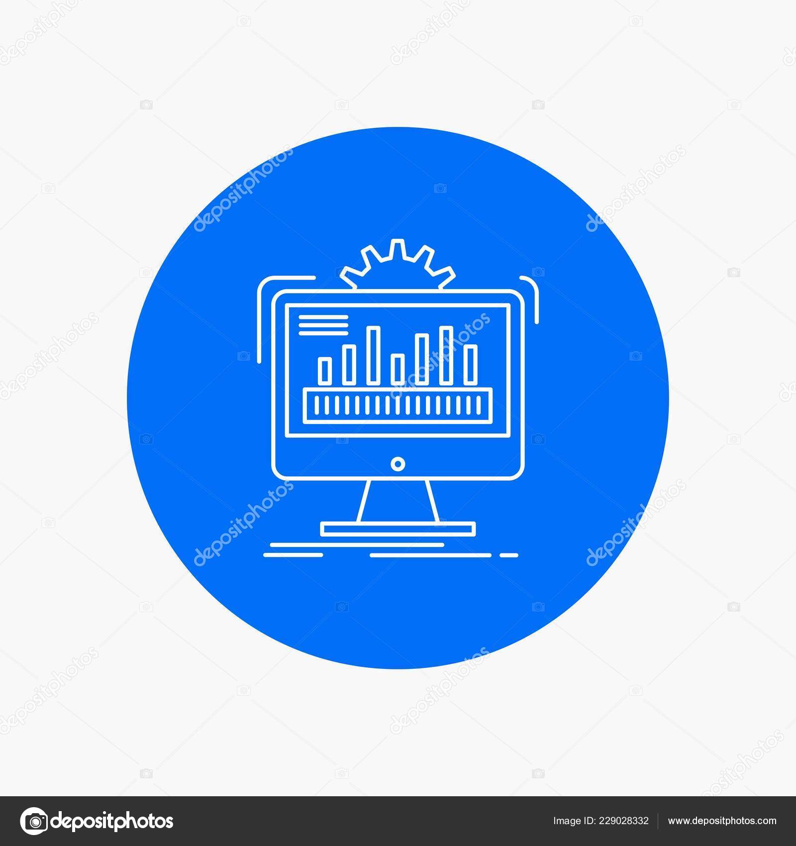 Dashboard Admin Monitor Monitoring Processing White Line Icon Circle Background Stock Vector by ...