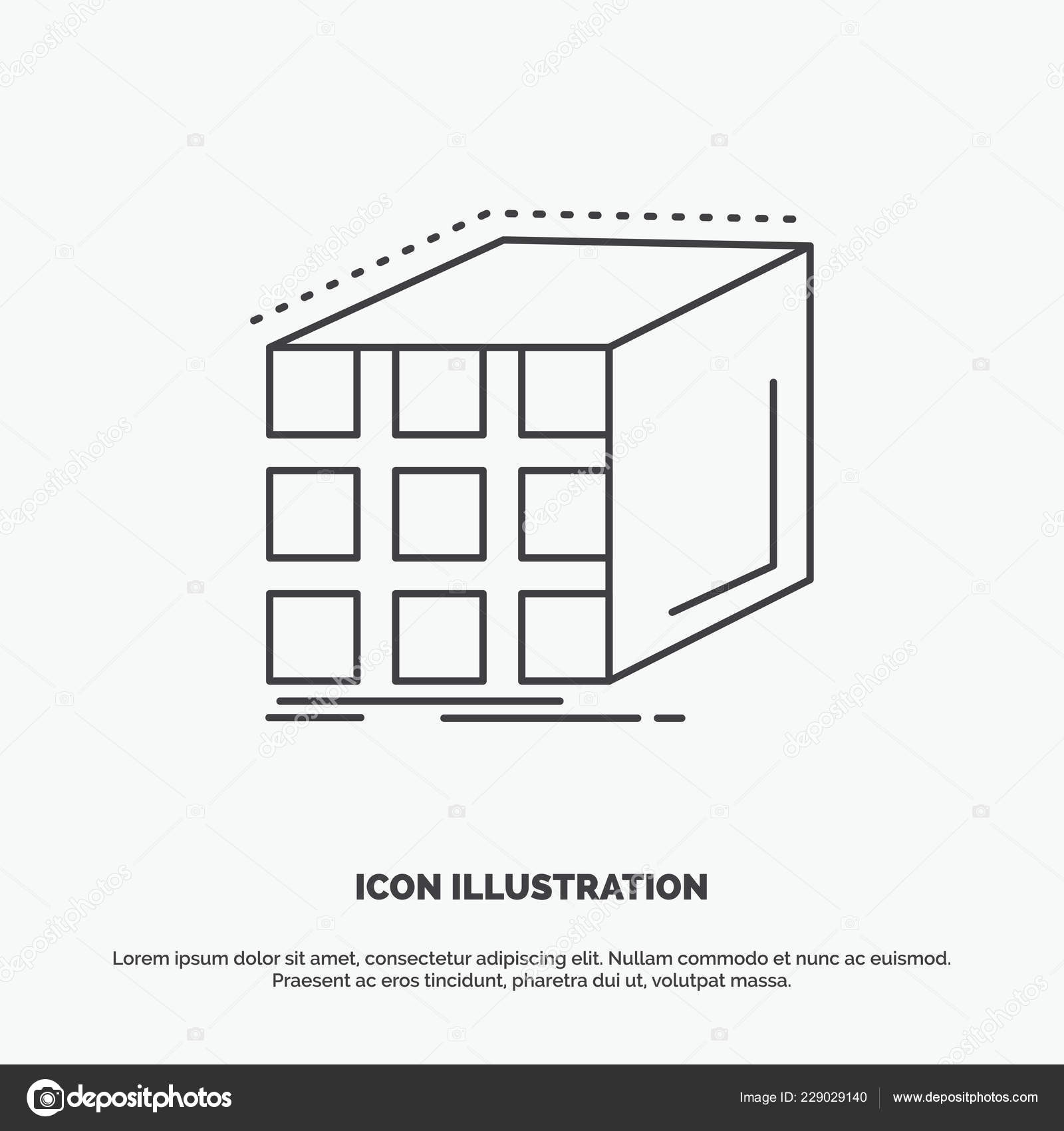 Abstract Aggregation Cube Dimensional Matrix Icon Line Vector Gray Symbol Stock Vector Image by ...