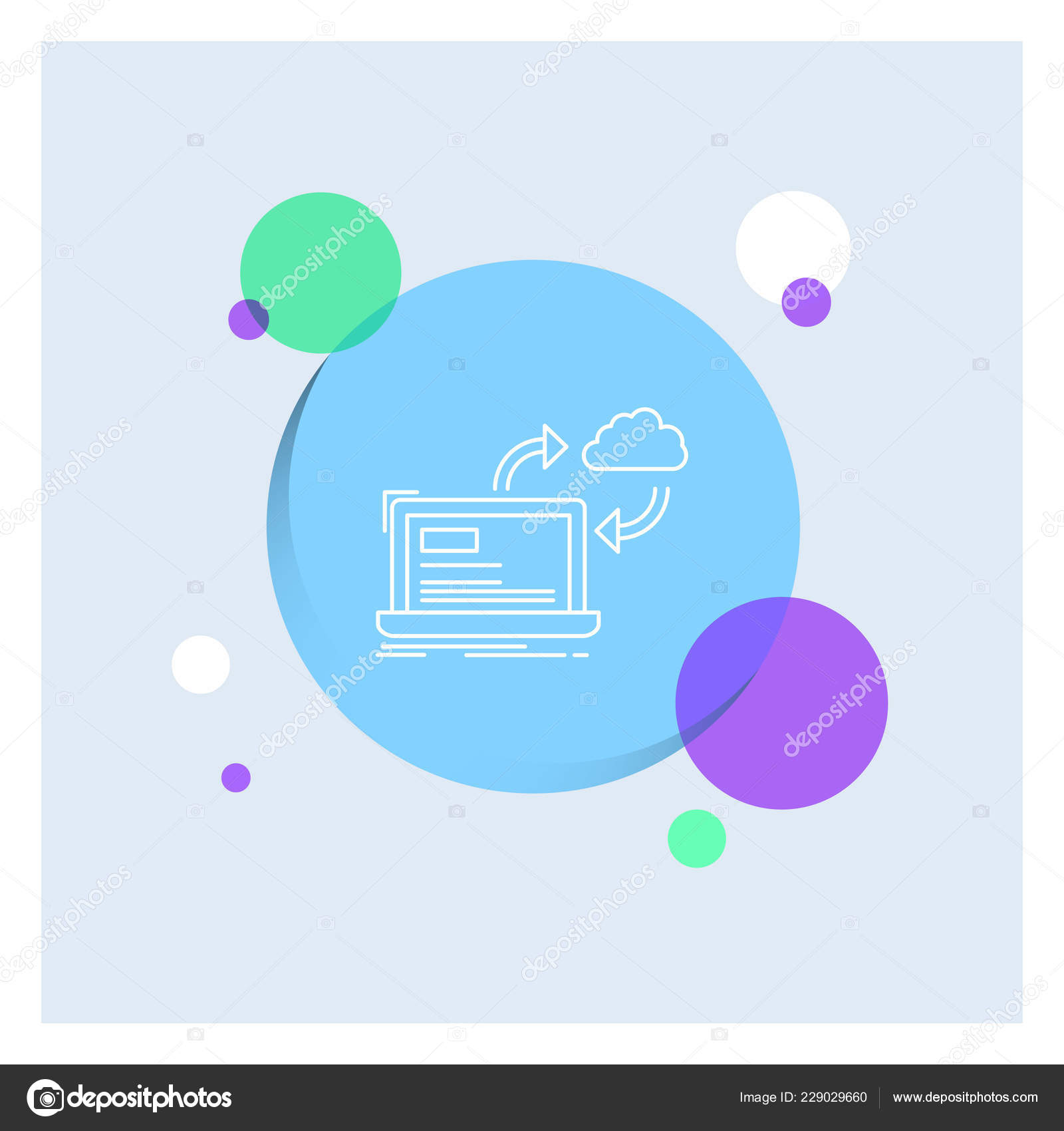 Sync Processing Data Dashboard Arrows White Line Icon Colorful Circle Stock Vector Image by ...