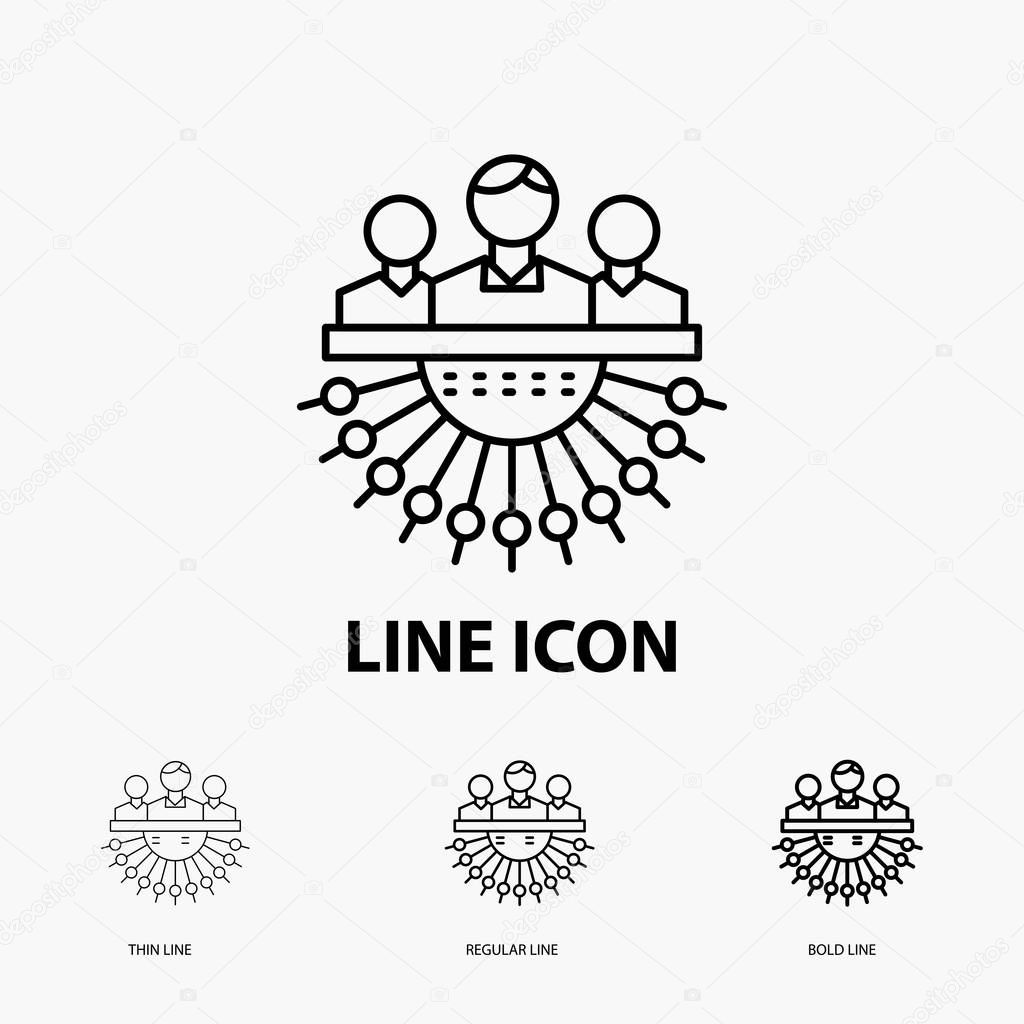 Asignaci n, grupo, humano, gesti n, externalizar icono en delgado, regular y audaz estilo de l ...