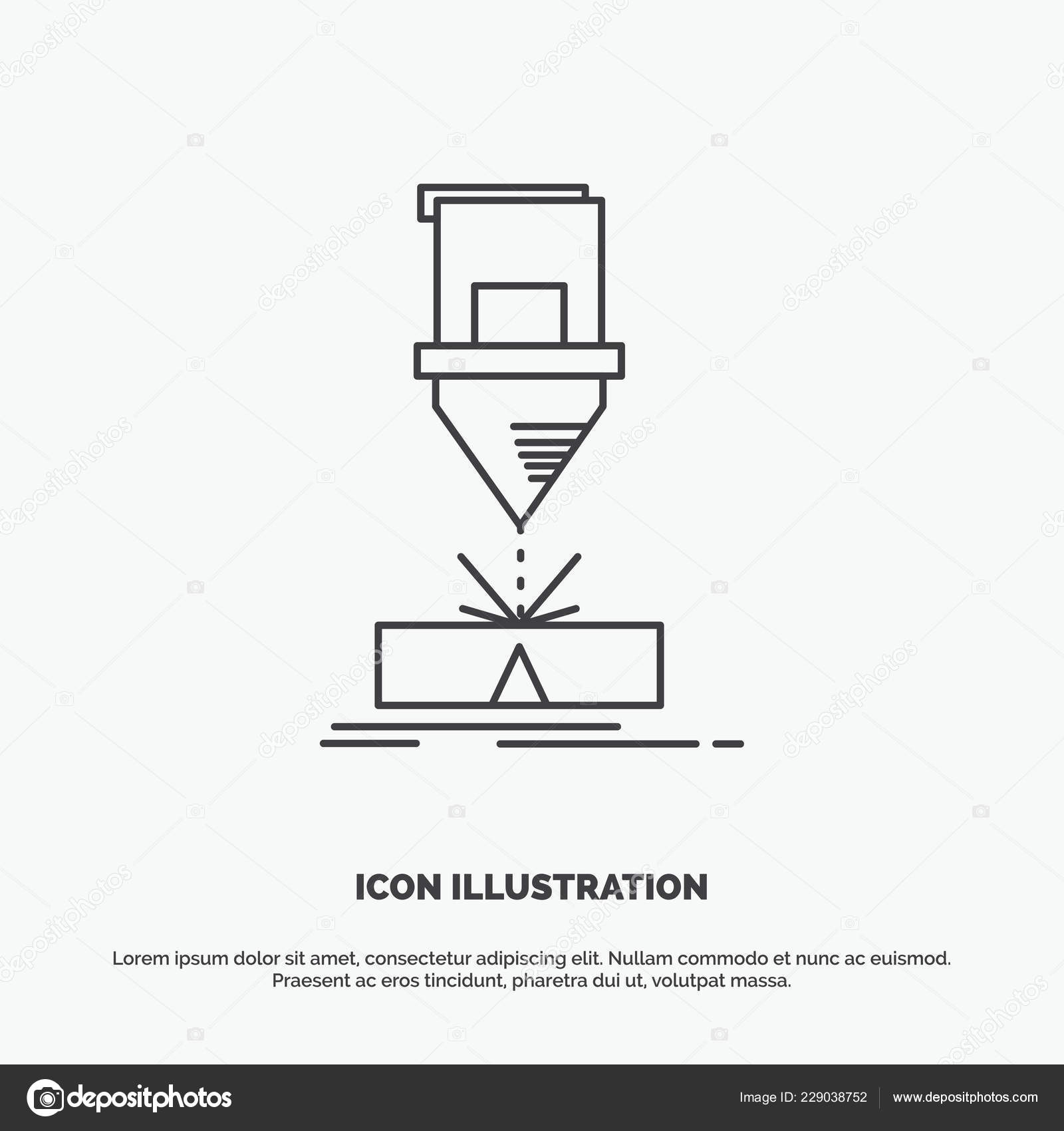 Cutting Engineering Fabrication Laser Steel Icon Line Vector Gray Symbol Stock Vector Image by ...