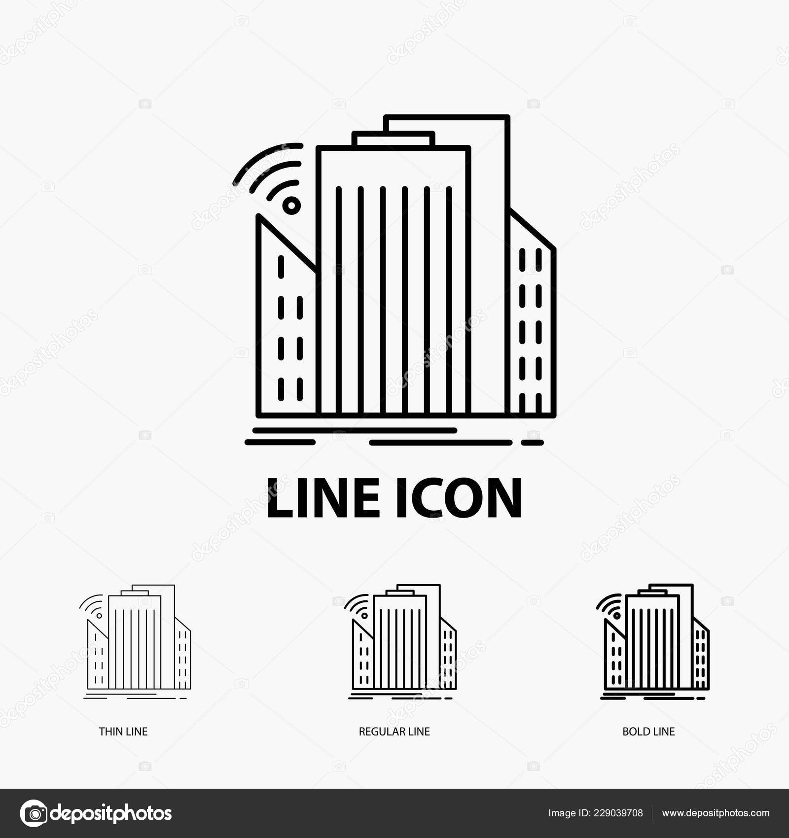 Buildings City Sensor Smart Urban Icon Thin Regular Bold Line Stock ...