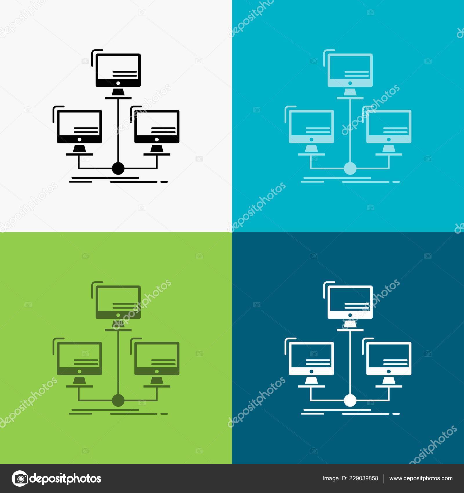 Database Distributed Connection Network Computer Icon Various Background Glyph Style Stock